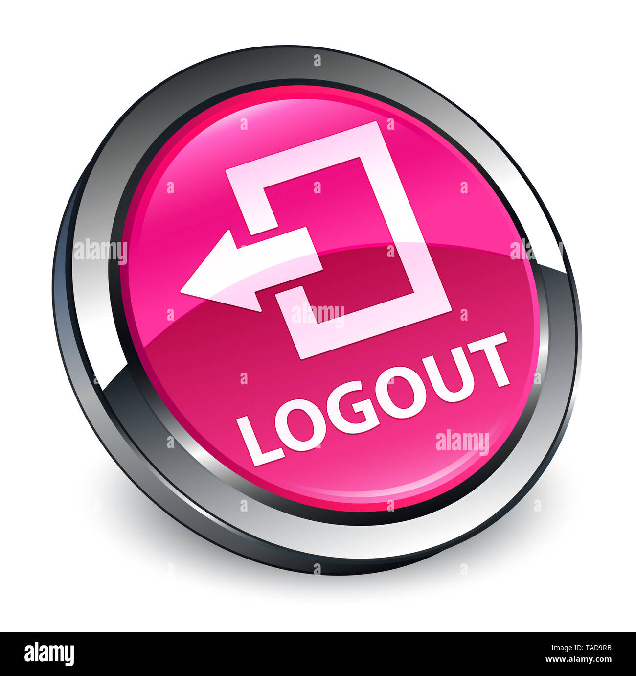 Logout isolated on 3d pink round button abstract illustration Stock ...