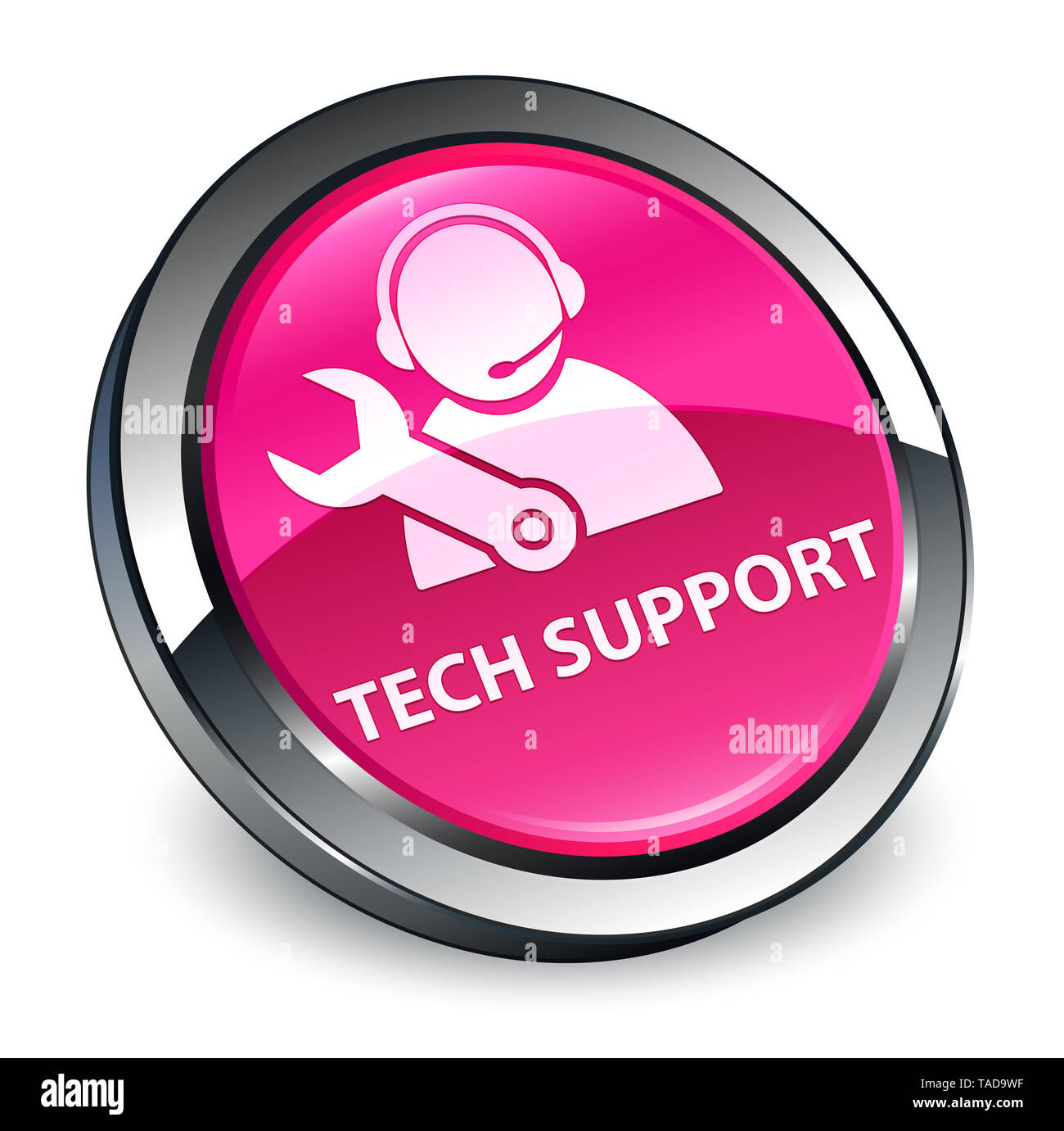 Tech support isolated on 3d pink round button abstract illustration ...