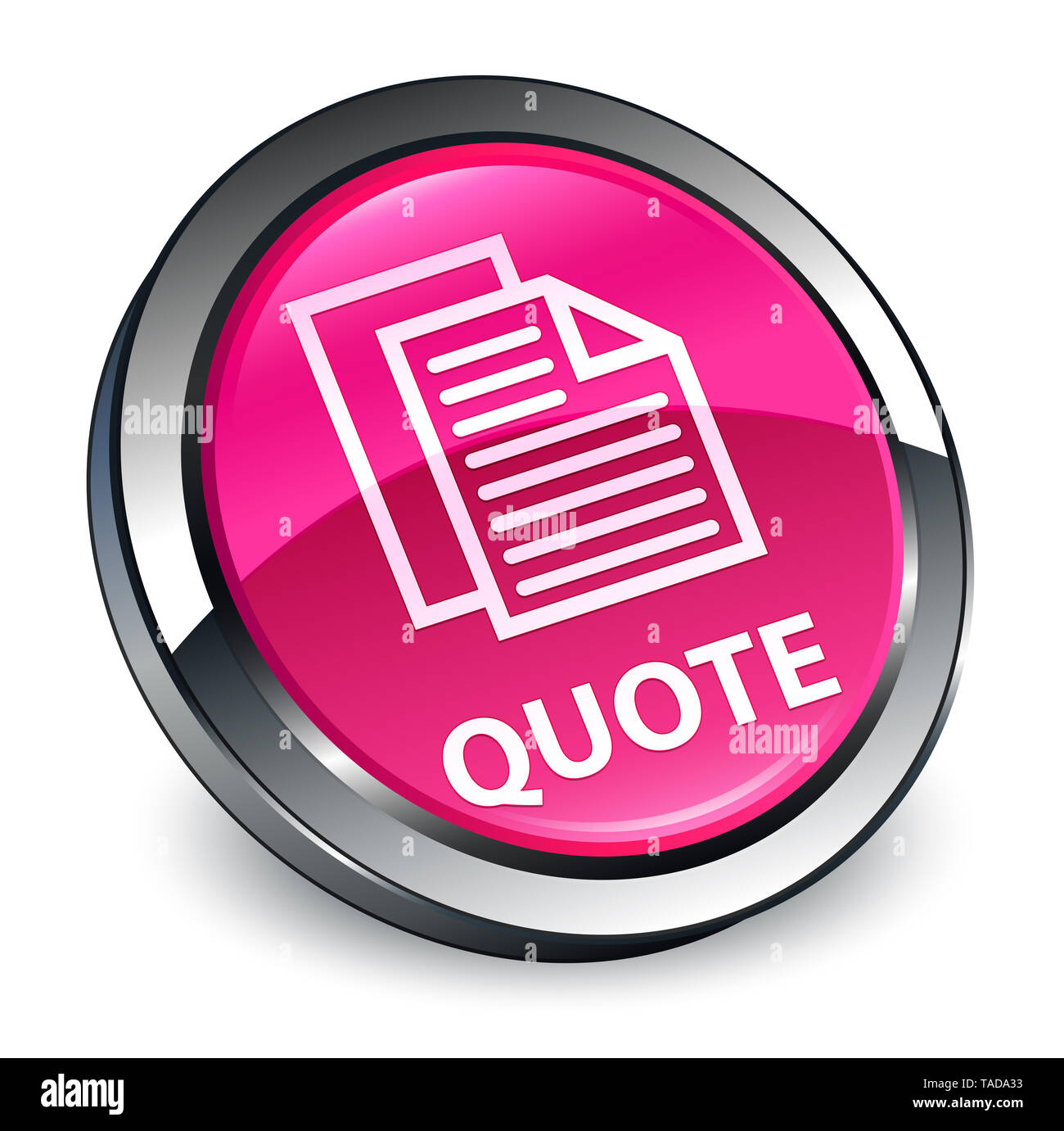 Quote (document pages icon) isolated on 3d pink round button abstract ...