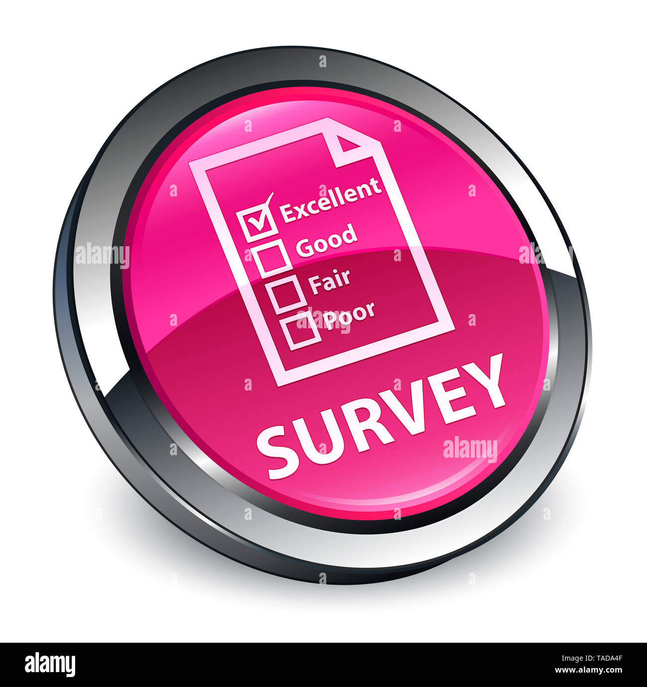 Survey (questionnaire icon) isolated on 3d pink round button abstract ...