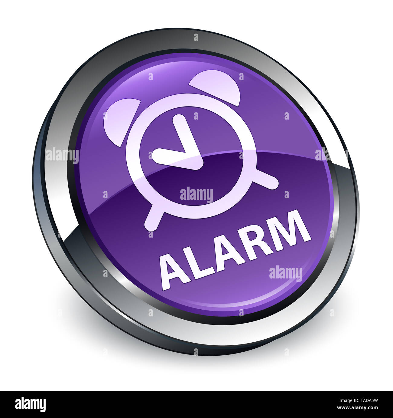 Alarm isolated on 3d purple round button abstract illustration Stock ...