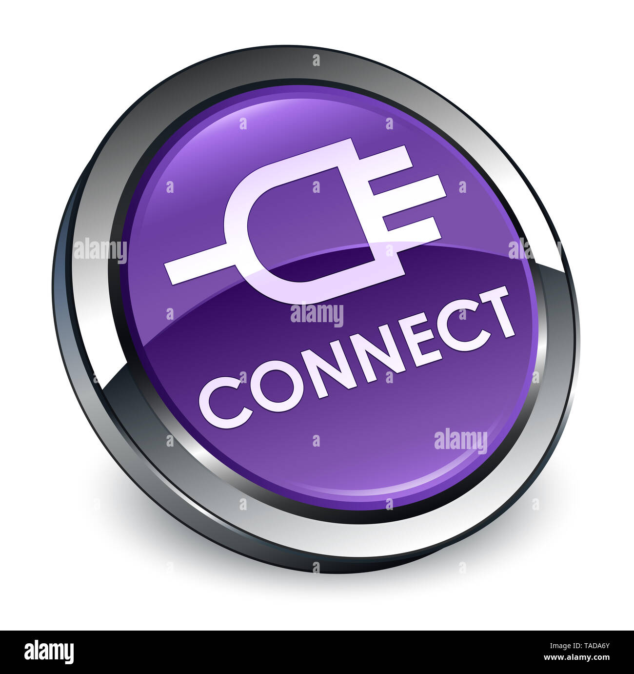 Connect isolated on 3d purple round button abstract illustration Stock ...