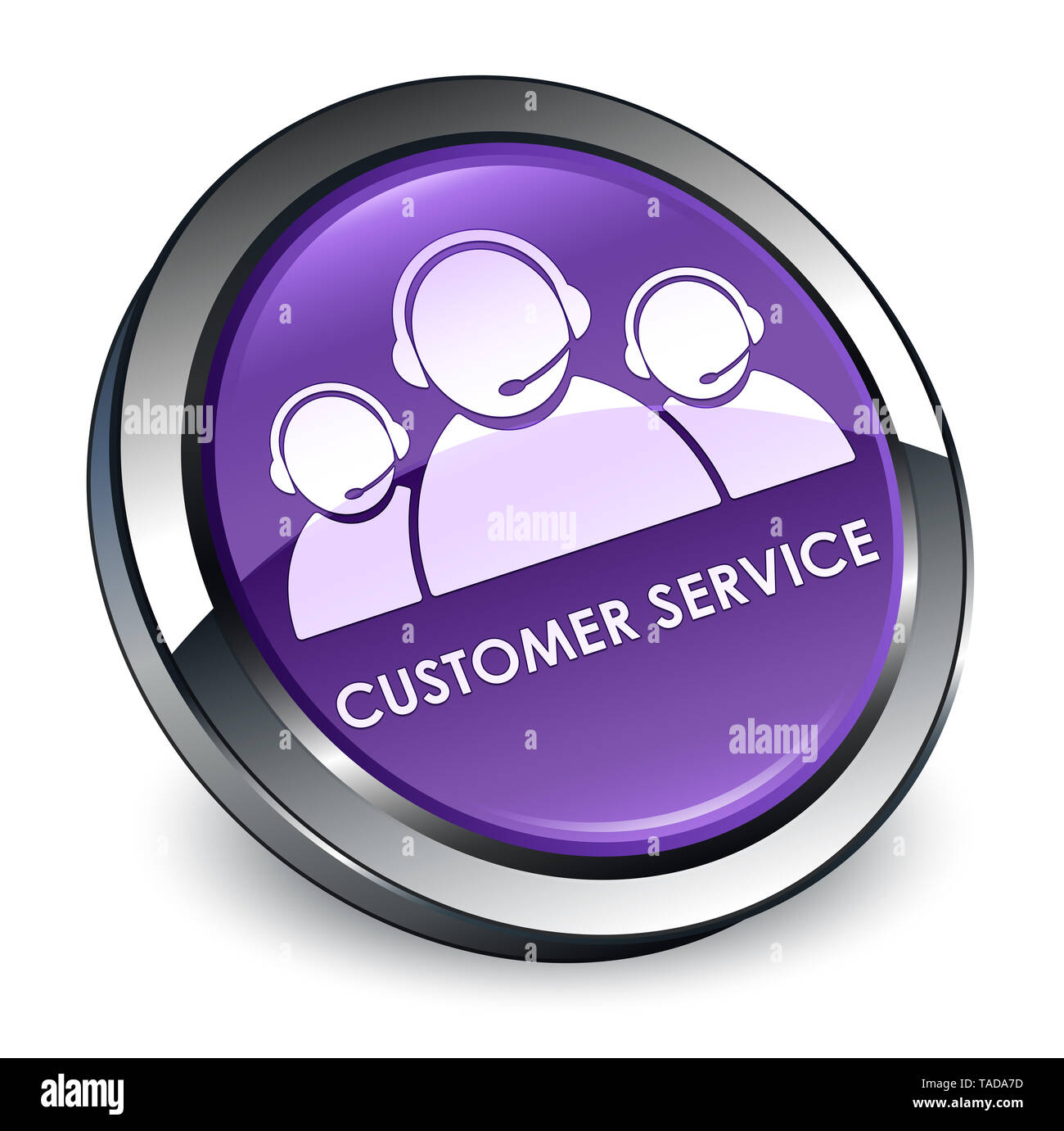 Customer service (team icon) isolated on 3d purple round button ...