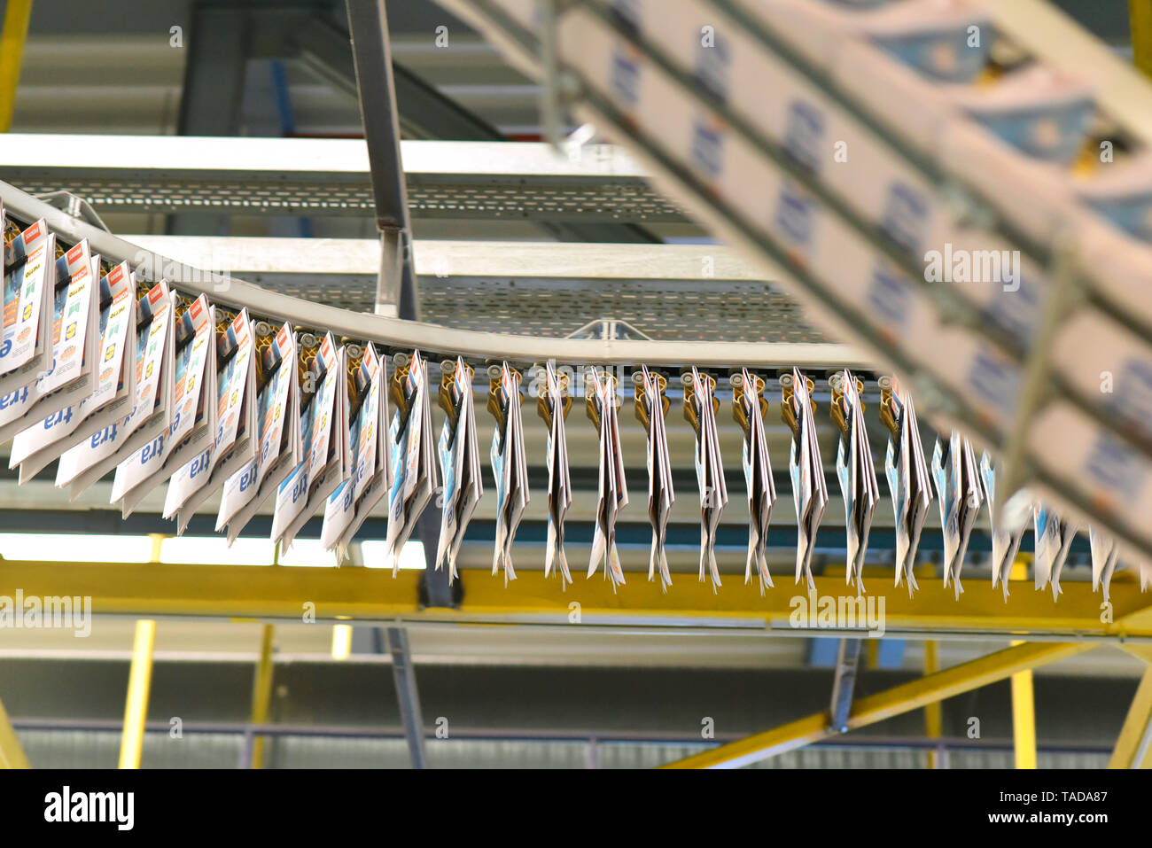 Machines for transport, conveyor belt in a printing shop Stock Photo ...
