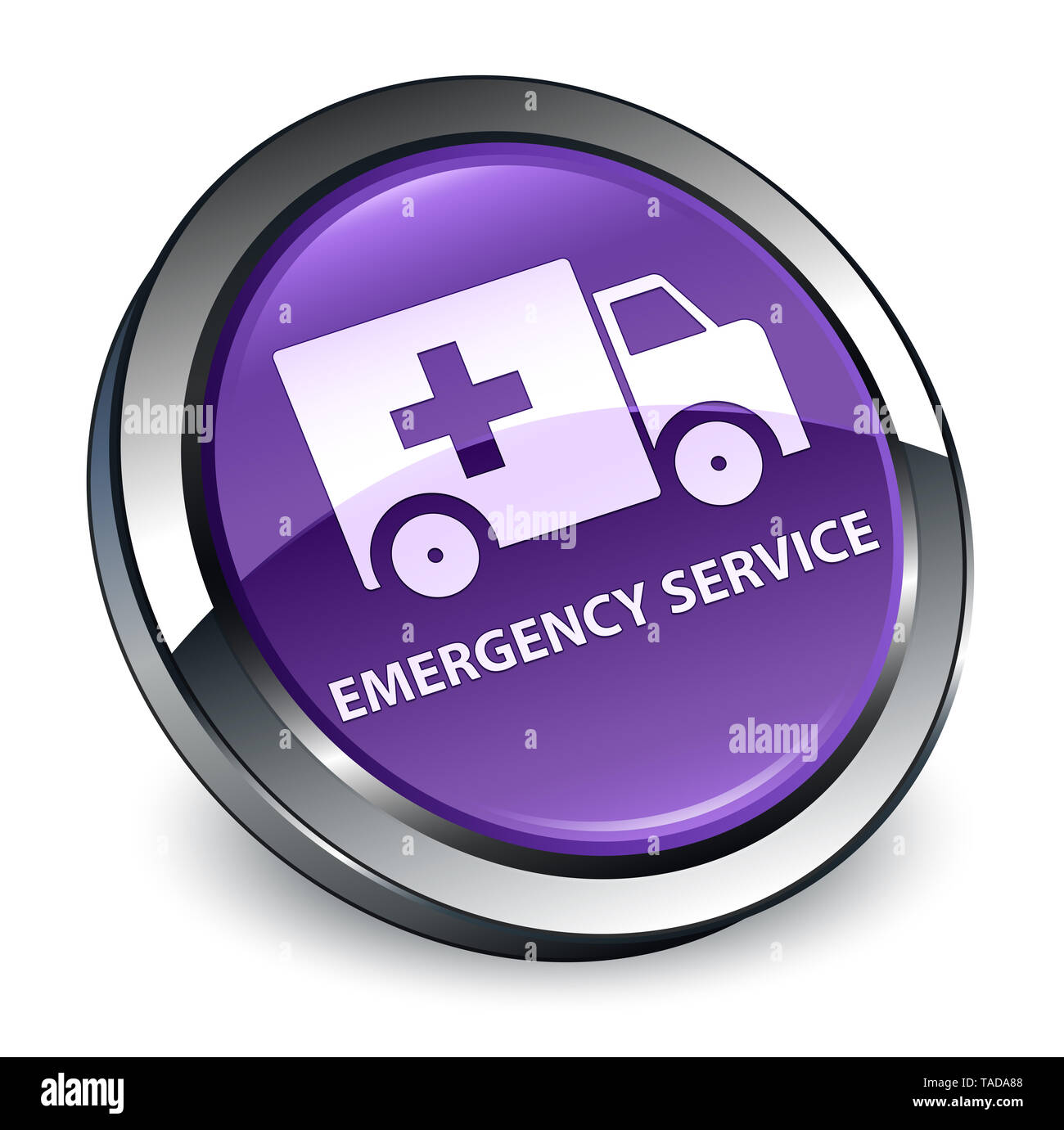 Emergency service isolated on 3d purple round button abstract ...