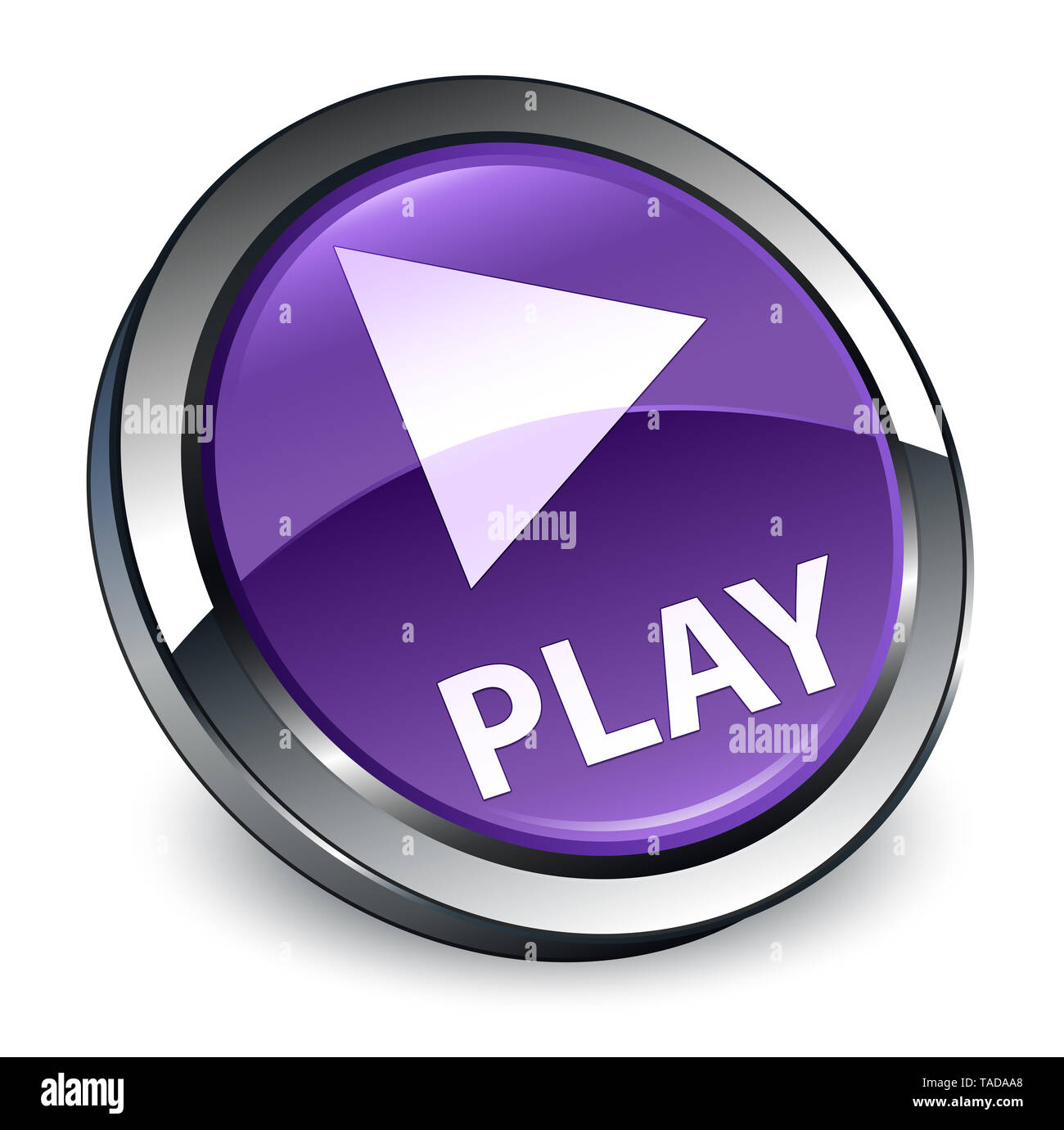 Play isolated on 3d purple round button abstract illustration Stock ...