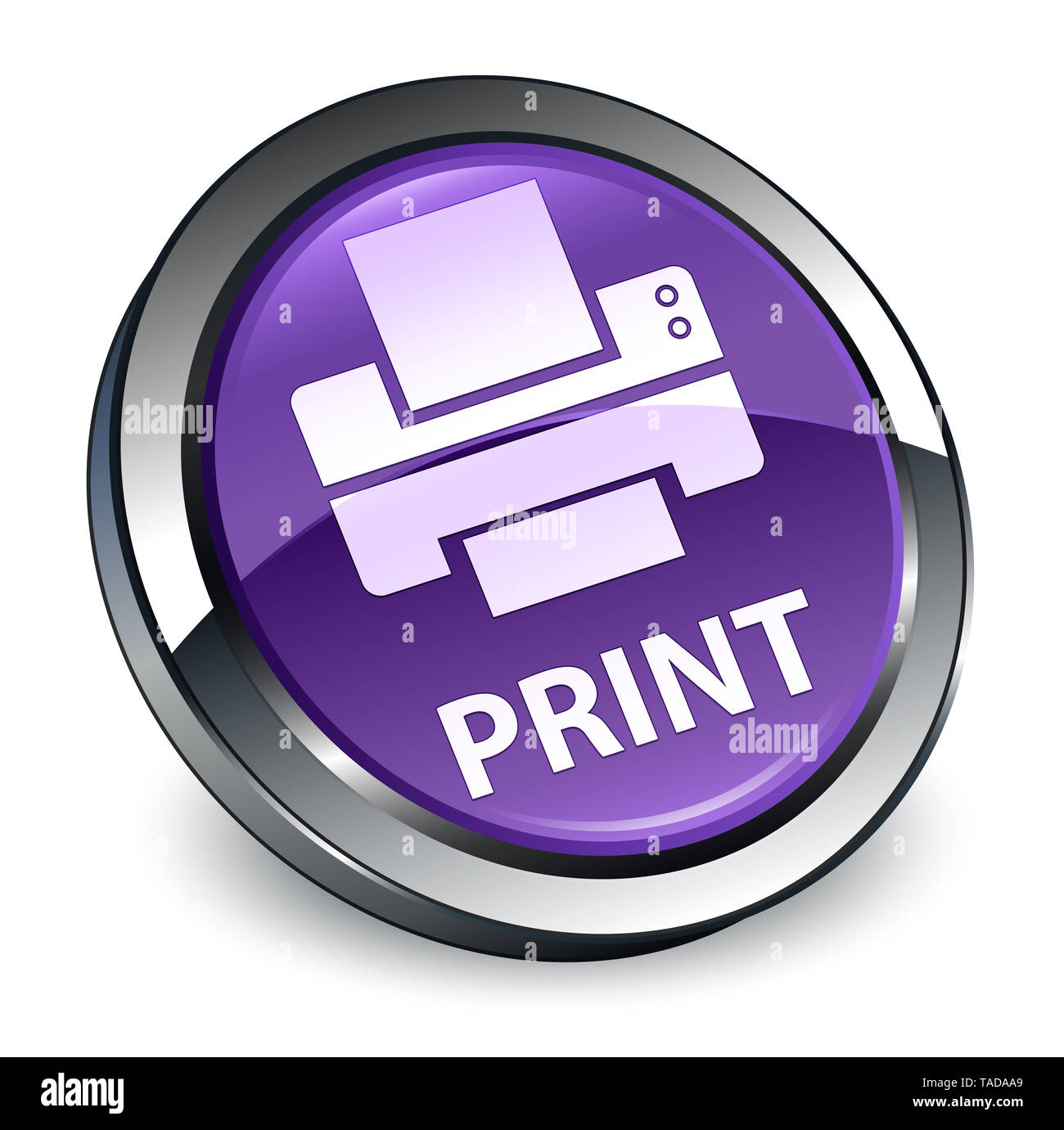 Print (printer icon) isolated on 3d purple round button abstract ...