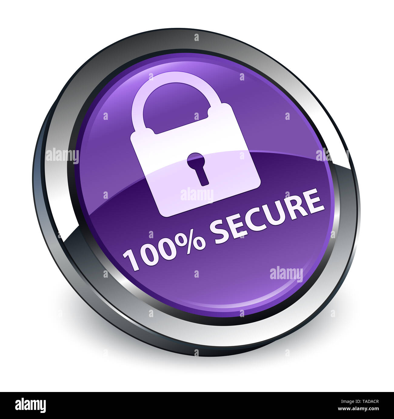 100% secure isolated on 3d purple round button abstract illustration ...