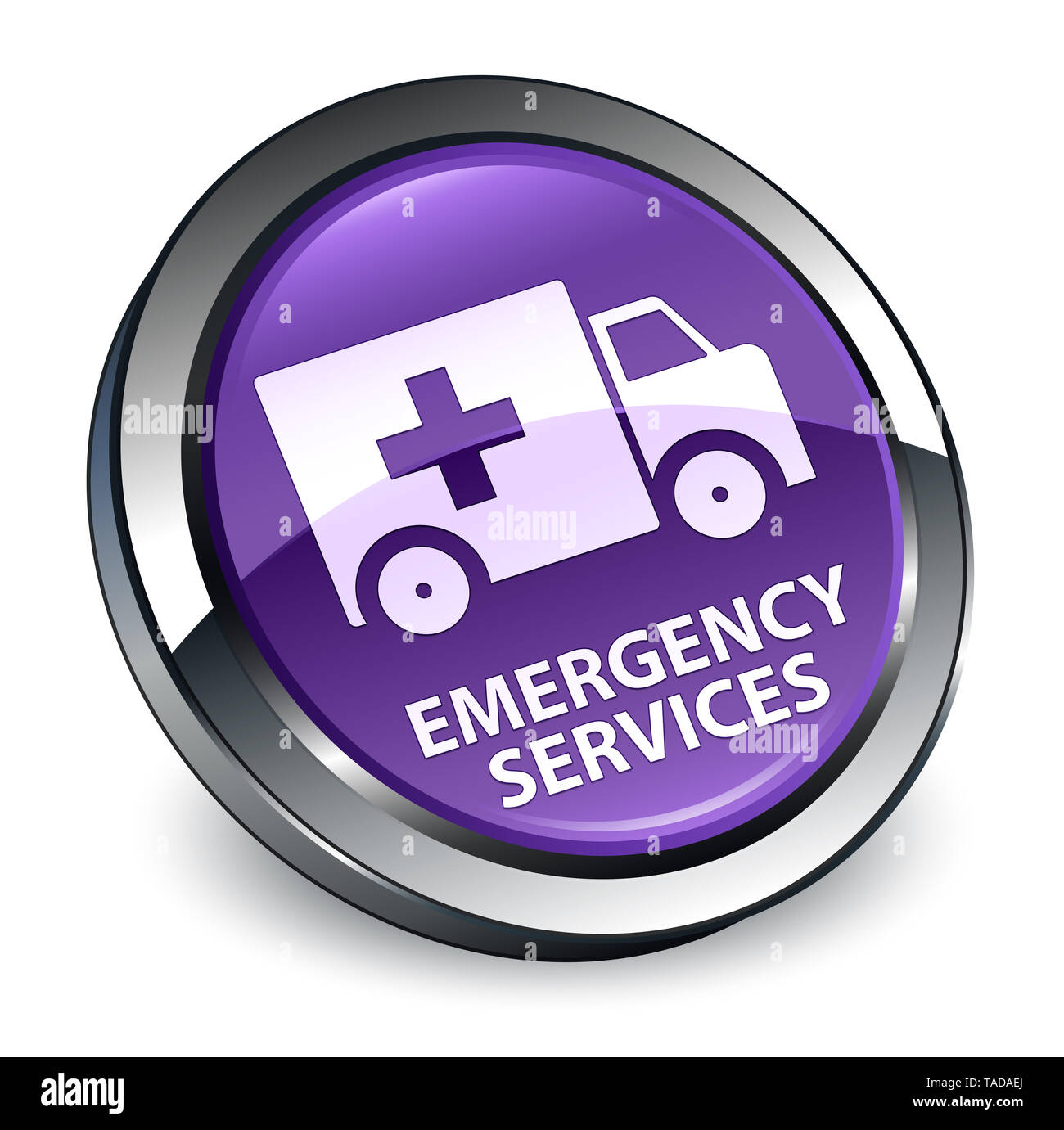 Emergency services isolated on 3d purple round button abstract ...