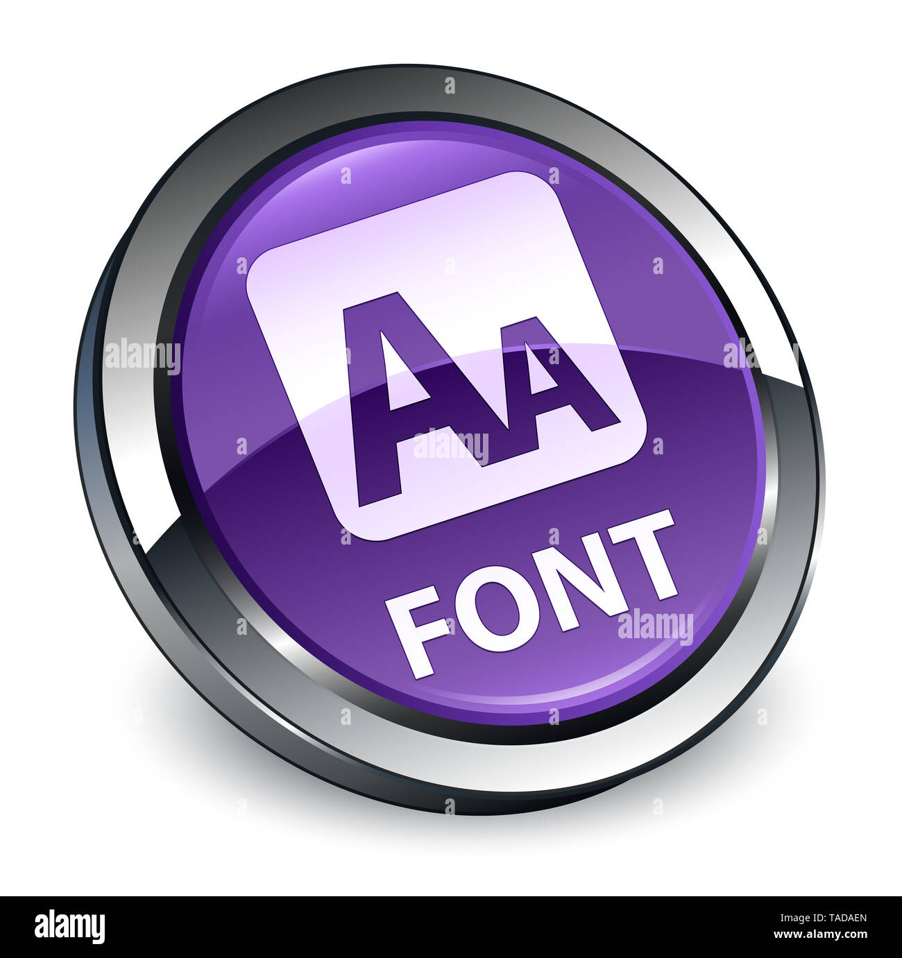 Font isolated on 3d purple round button abstract illustration Stock ...