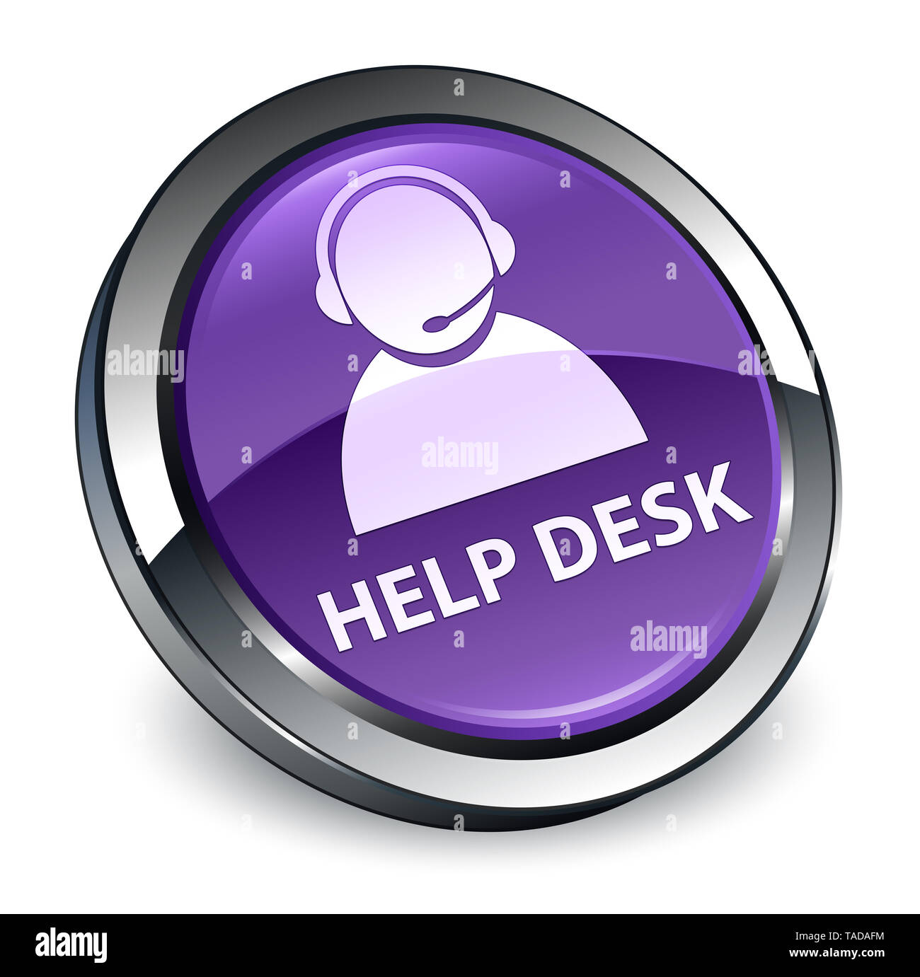 Help desk (customer care icon) isolated on 3d purple round button ...