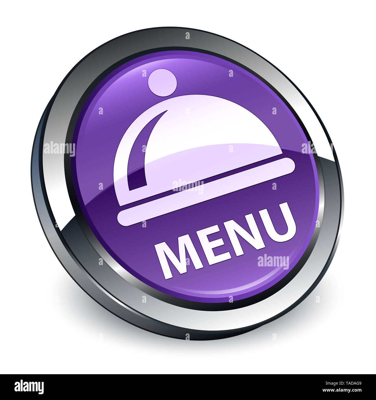 Menu (food dish icon) isolated on 3d purple round button abstract ...