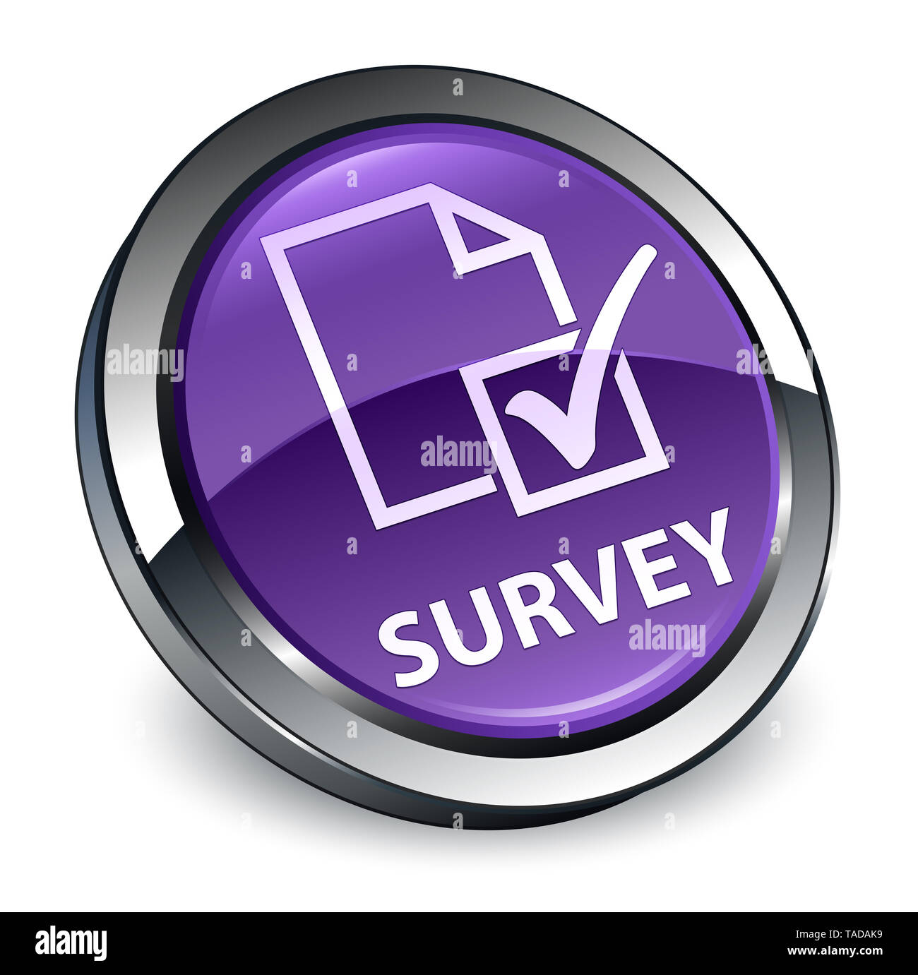 Survey isolated on 3d purple round button abstract illustration Stock ...