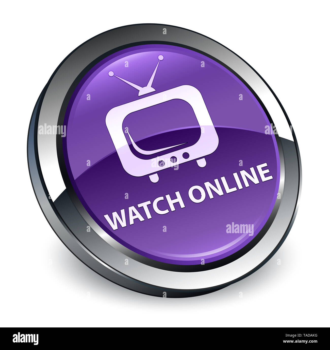 Watch online isolated on 3d purple round button abstract illustration ...