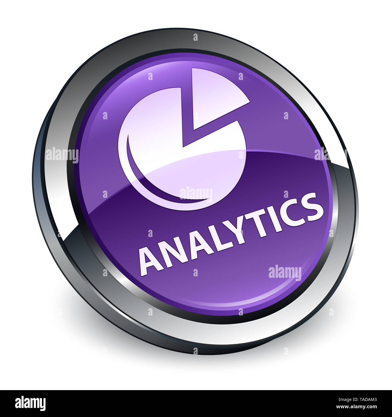 Analytics (graph icon) isolated on 3d purple round button abstract ...
