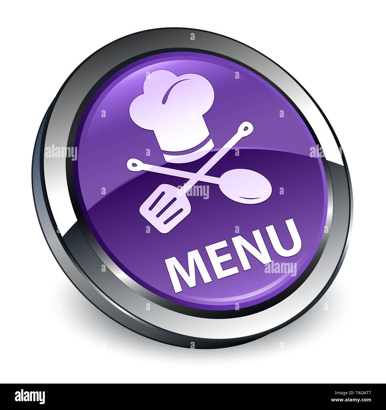 Menu (restaurant icon) isolated on 3d purple round button abstract ...