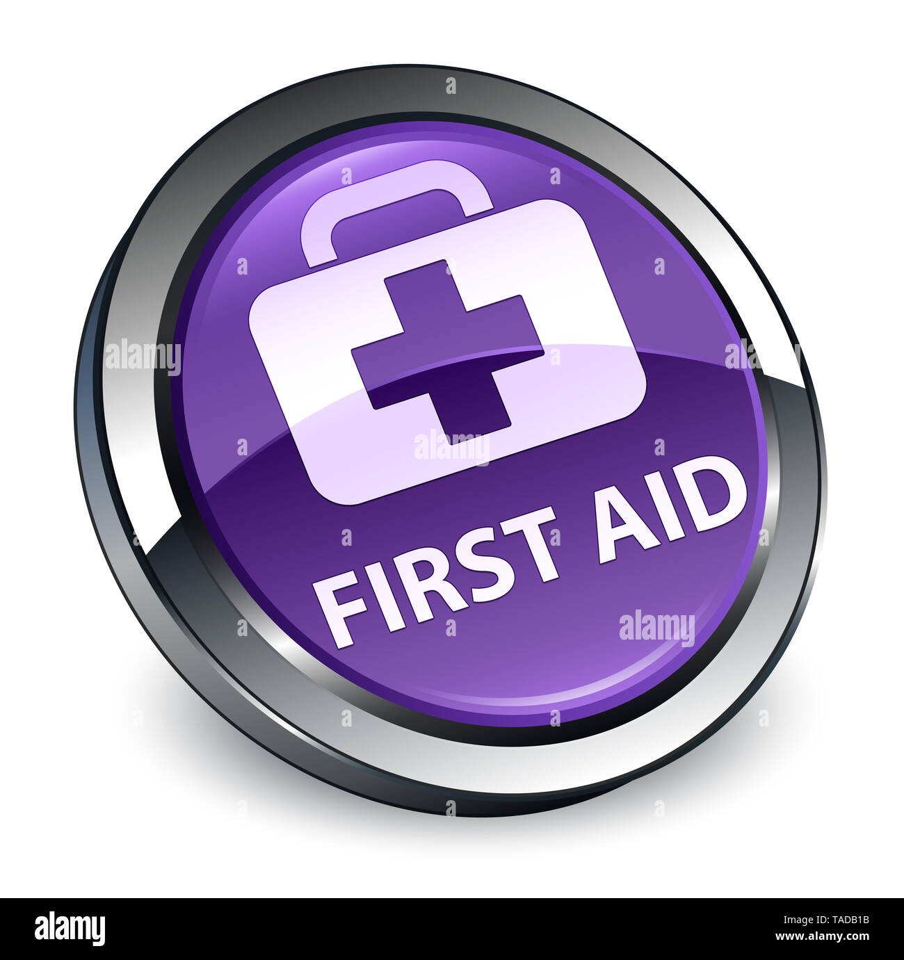 First aid isolated on 3d purple round button abstract illustration ...