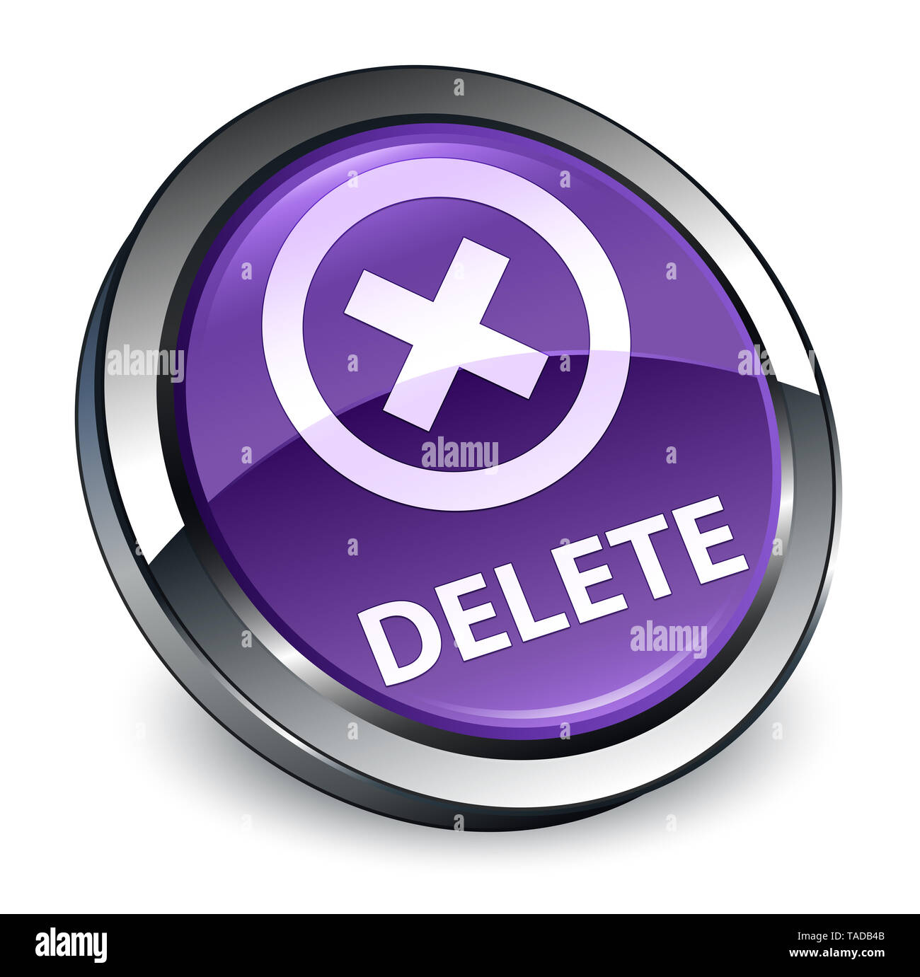 Delete isolated on 3d purple round button abstract illustration Stock ...