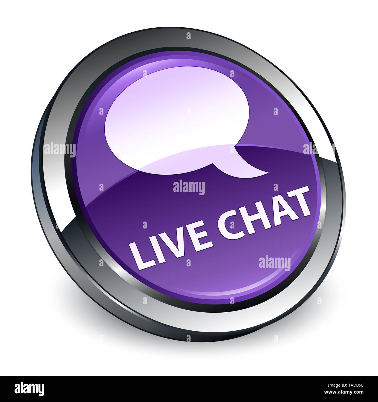 Live chat isolated on 3d purple round button abstract illustration ...