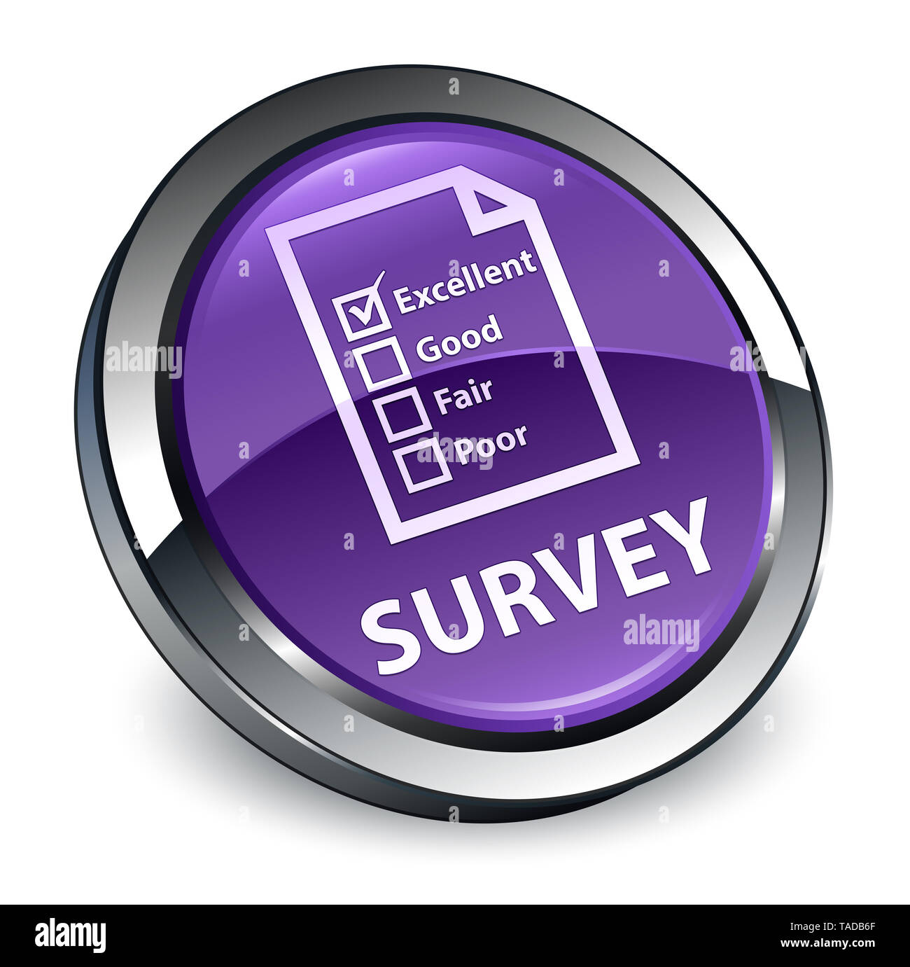 Survey (questionnaire icon) isolated on 3d purple round button abstract ...