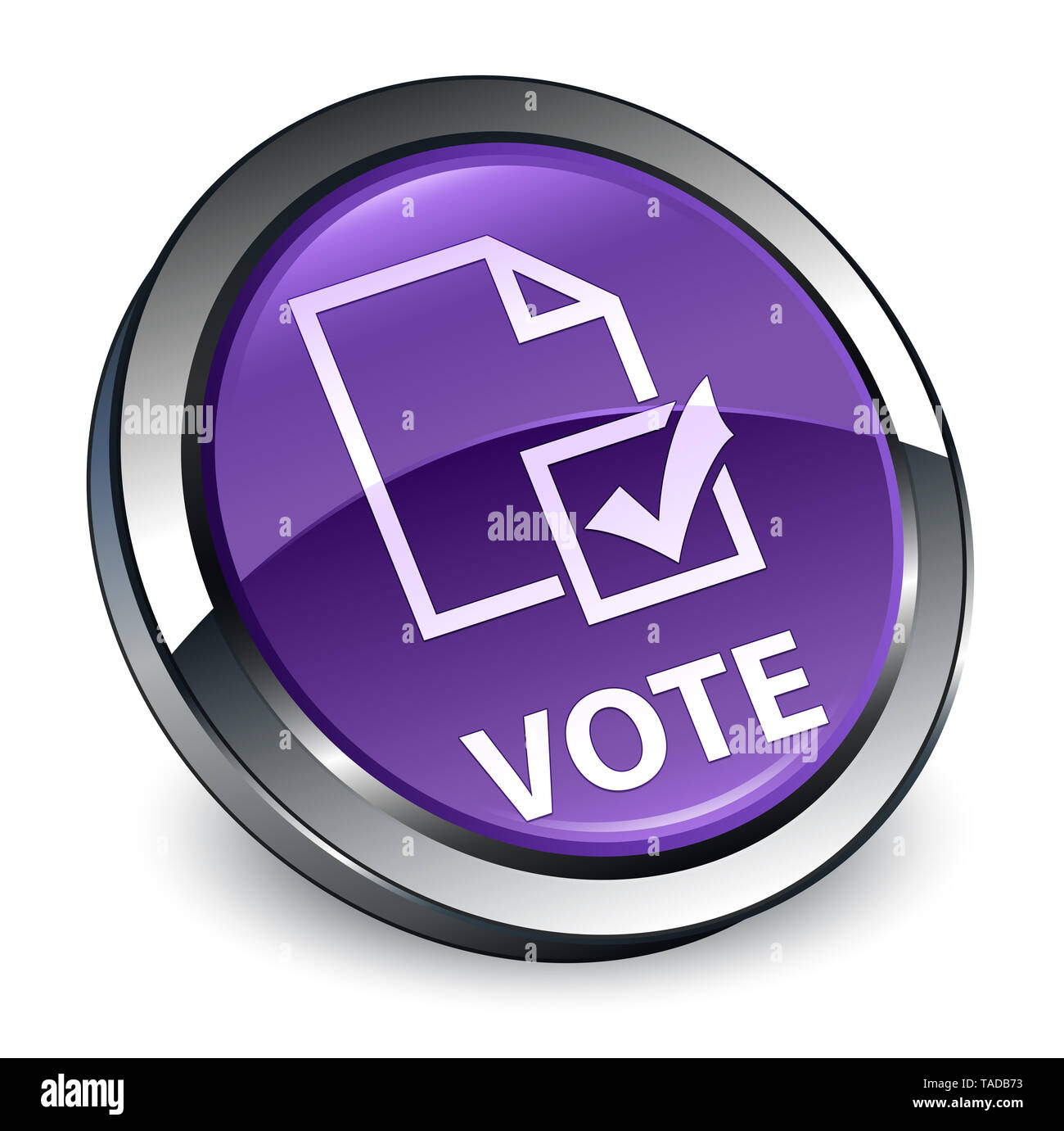 Vote (survey icon) isolated on 3d purple round button abstract ...