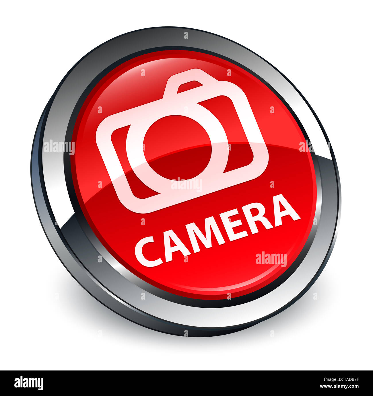 Camera isolated on 3d red round button abstract illustration Stock ...