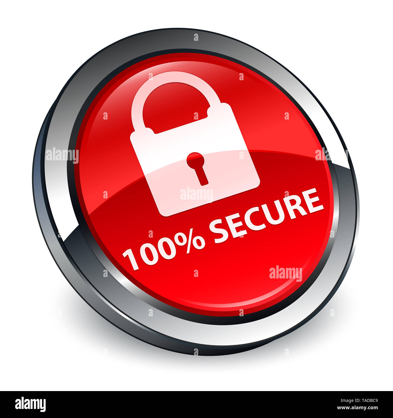 100% secure isolated on 3d red round button abstract illustration Stock ...