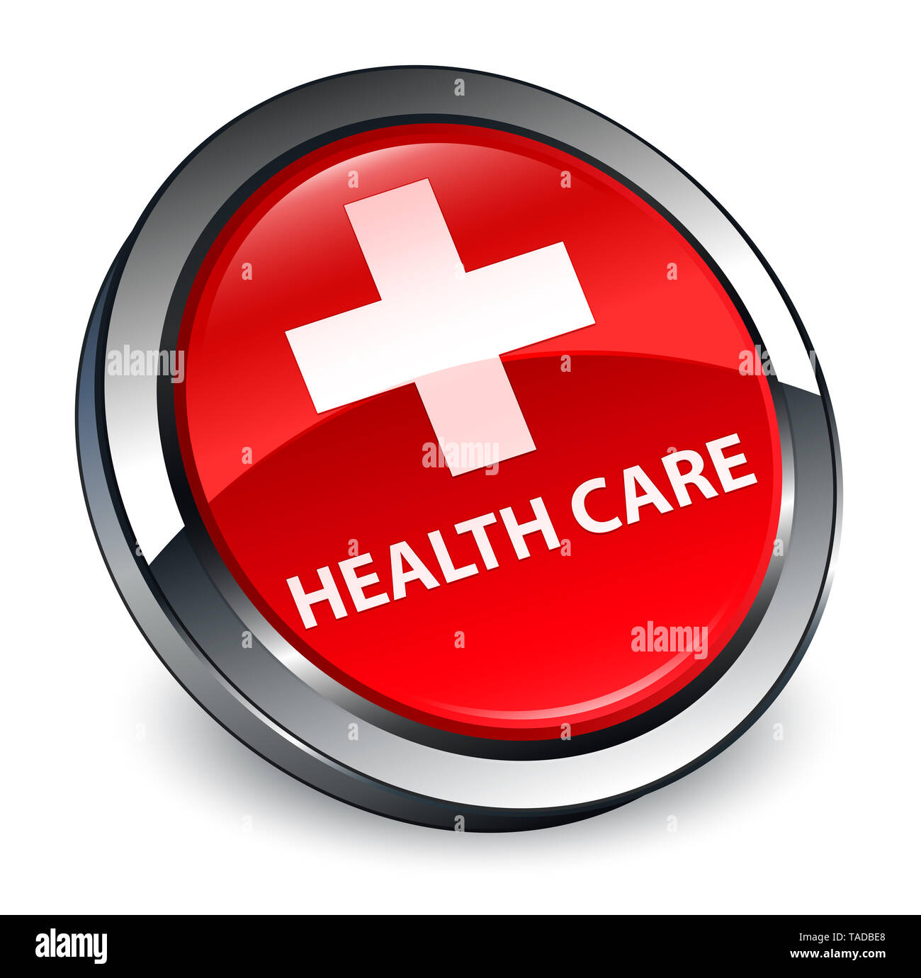 Health care (plus sign) isolated on 3d red round button abstract ...