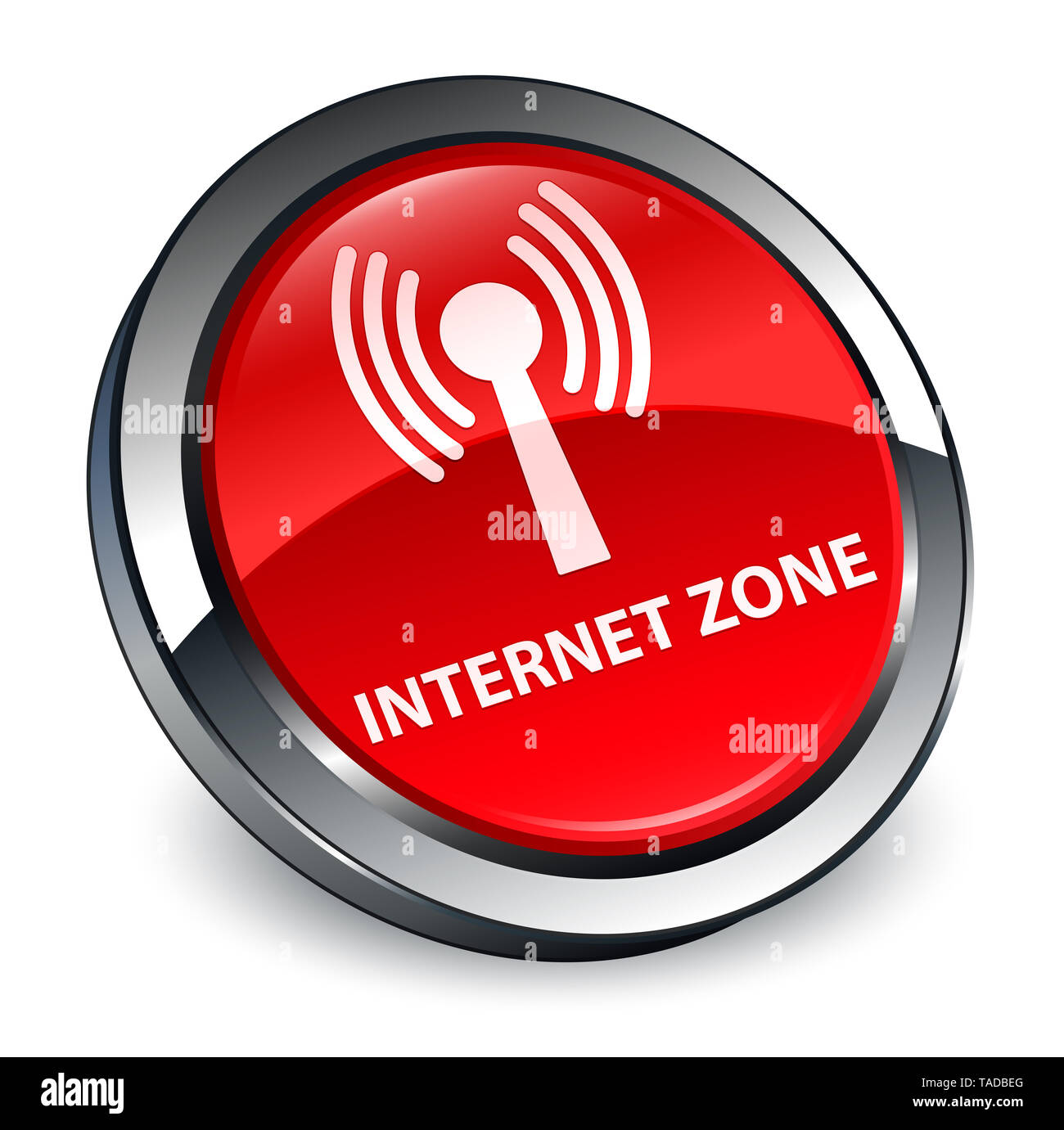 Internet zone (wlan network) isolated on 3d red round button abstract ...