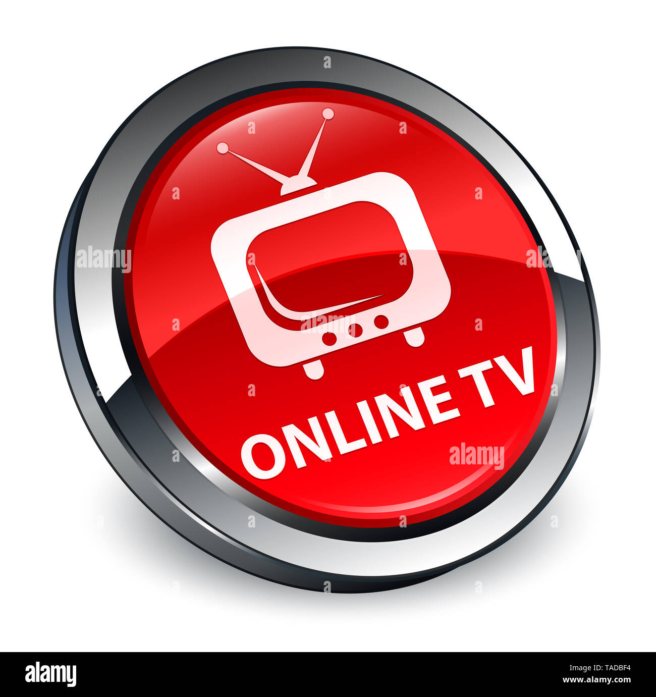 Online tv isolated on 3d red round button abstract illustration Stock ...