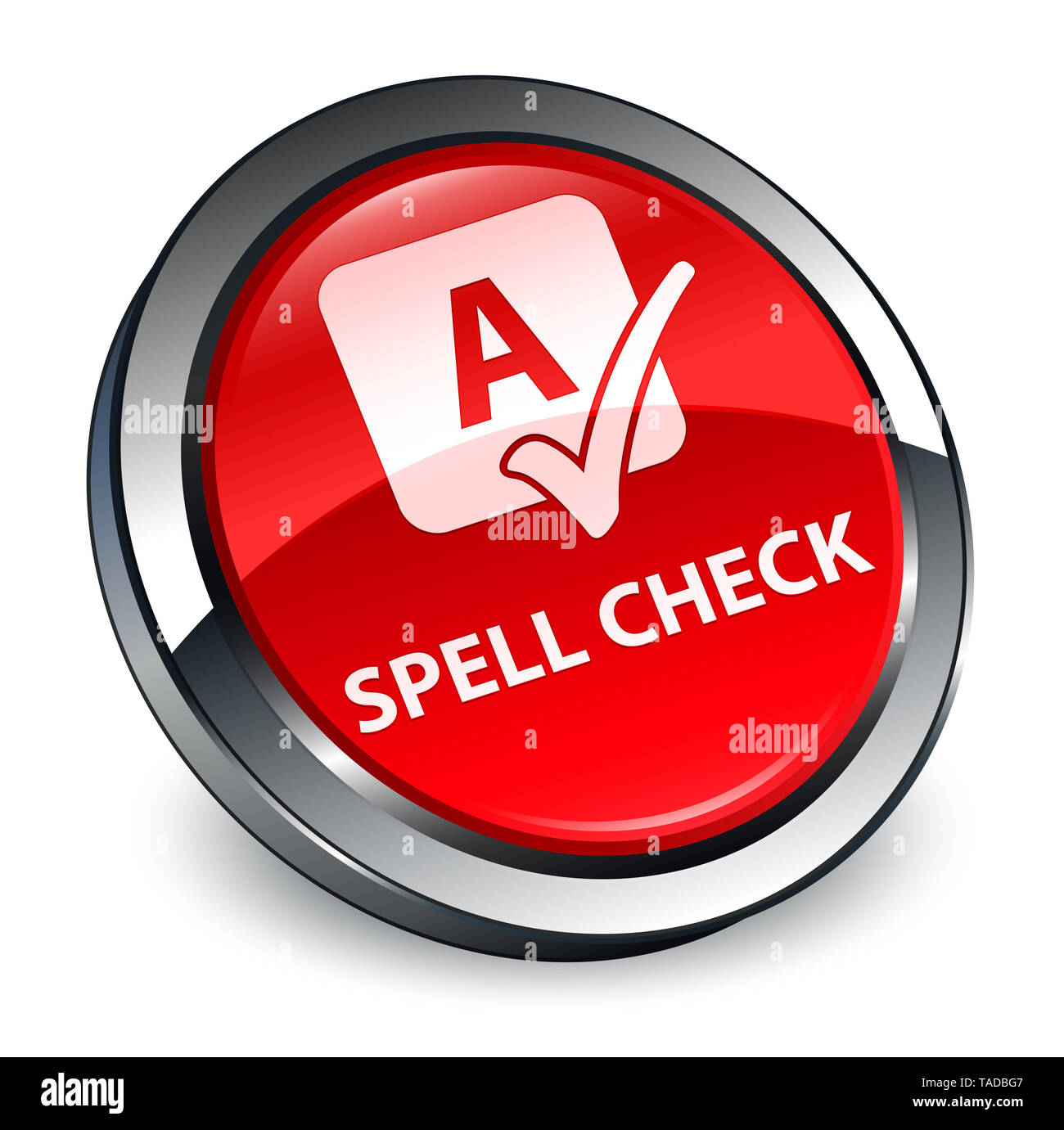 Spell check isolated on 3d red round button abstract illustration Stock ...