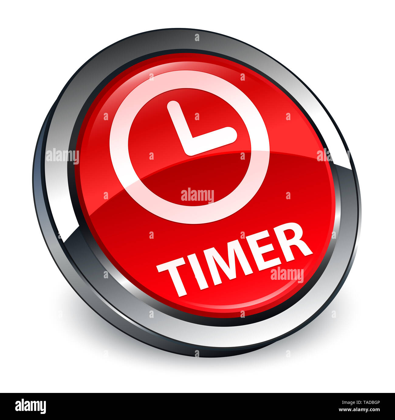 Timer isolated on 3d red round button abstract illustration Stock Photo ...