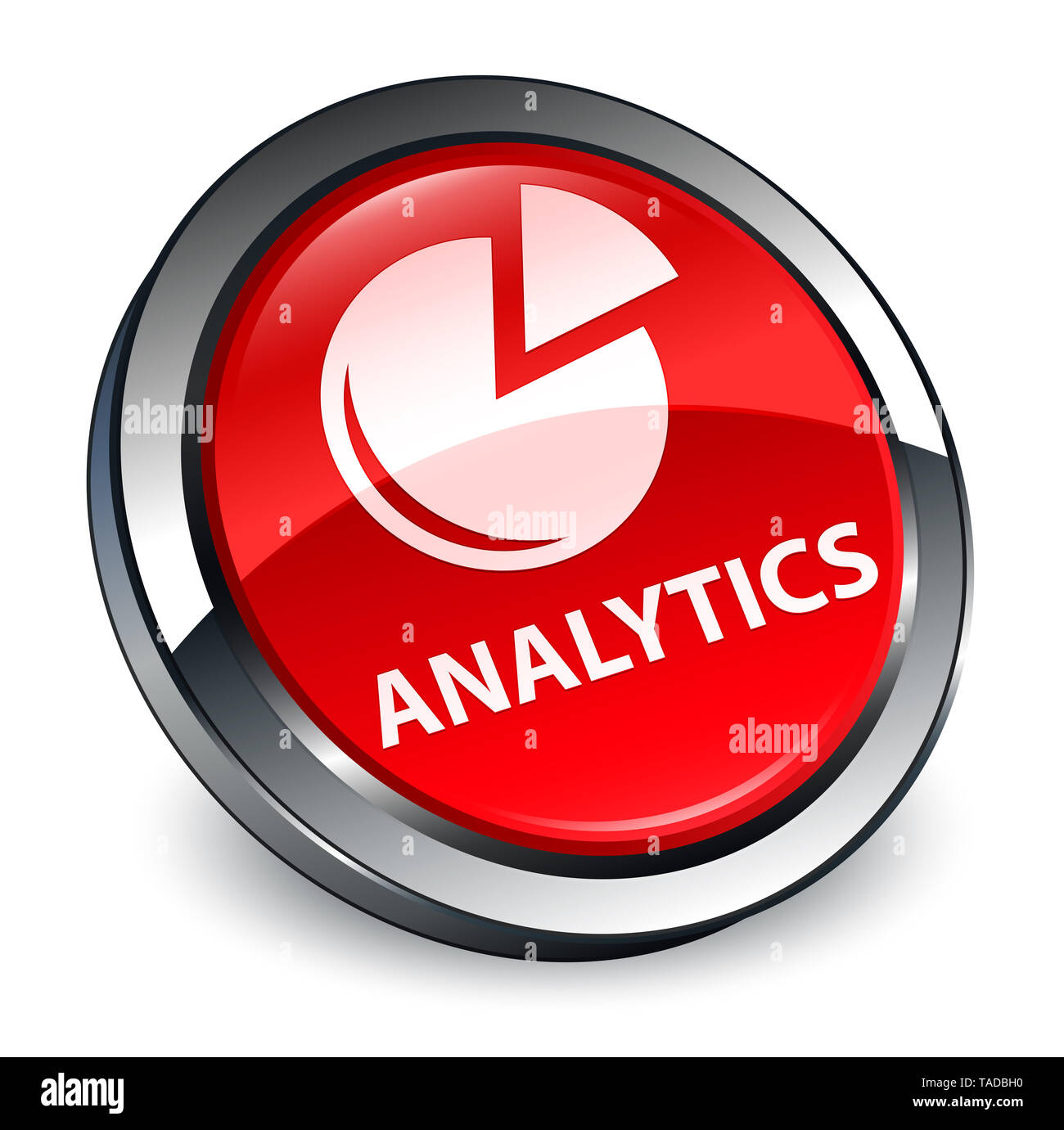 Analytics (graph icon) isolated on 3d red round button abstract illustration Stock Photo - Alamy