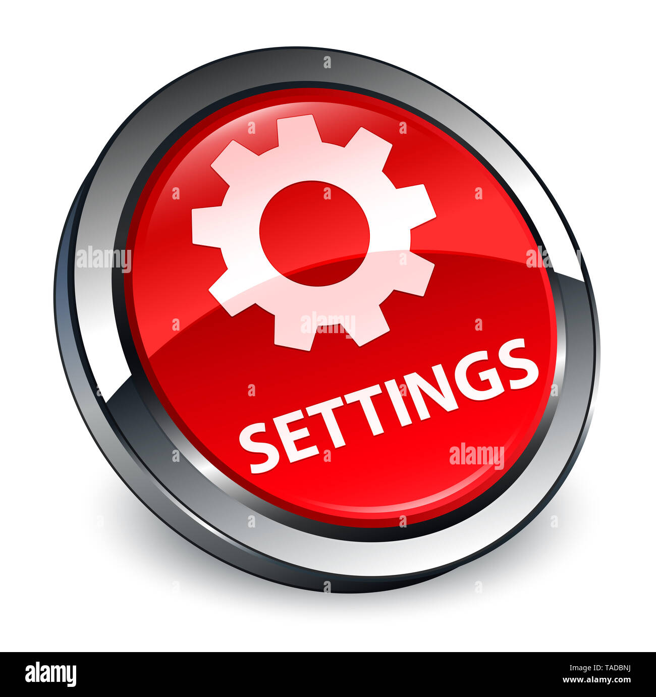 Settings isolated on 3d red round button abstract illustration Stock ...