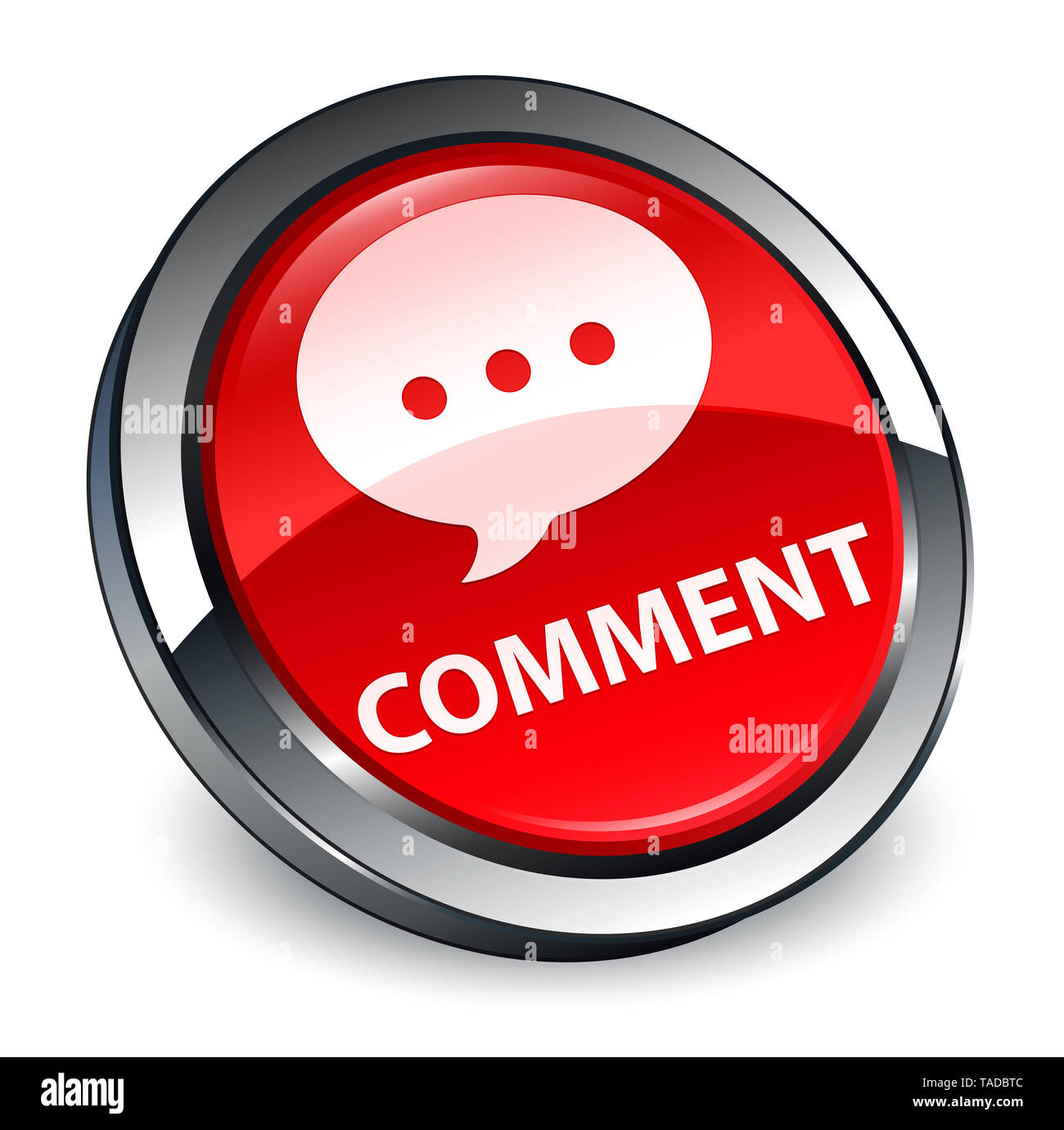Comment (conversation icon) isolated on 3d red round button abstract ...