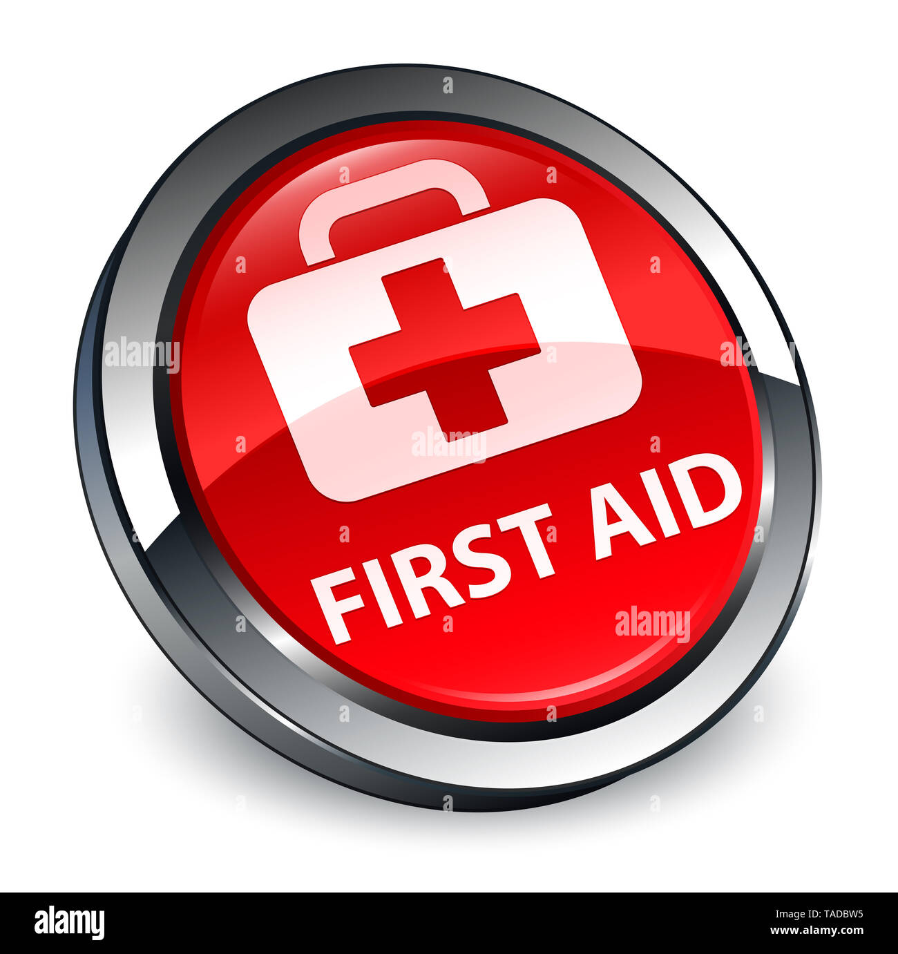 First aid isolated on 3d red round button abstract illustration Stock ...