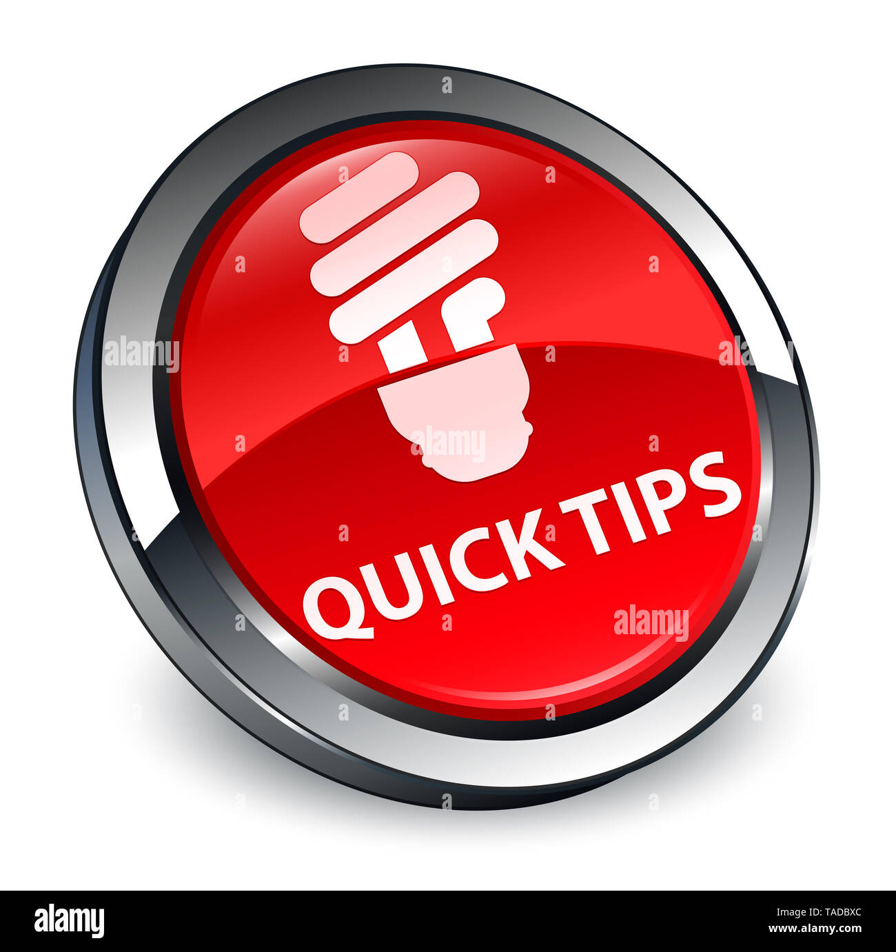 Quick tips (bulb icon) isolated on 3d red round button abstract ...