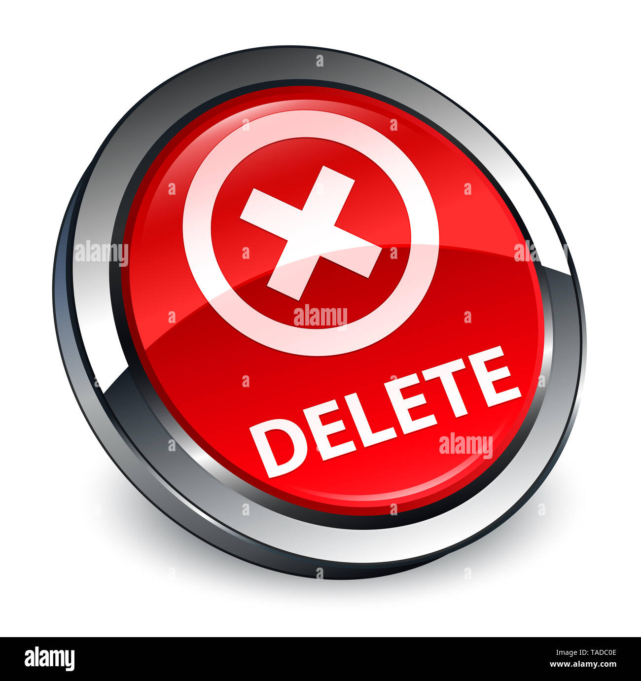 Delete isolated on 3d red round button abstract illustration Stock ...