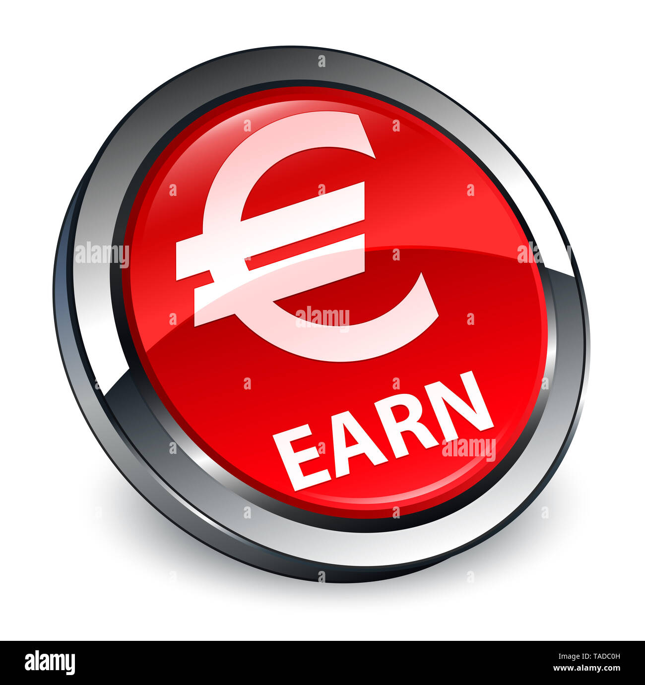 Earn (euro sign) isolated on 3d red round button abstract illustration ...