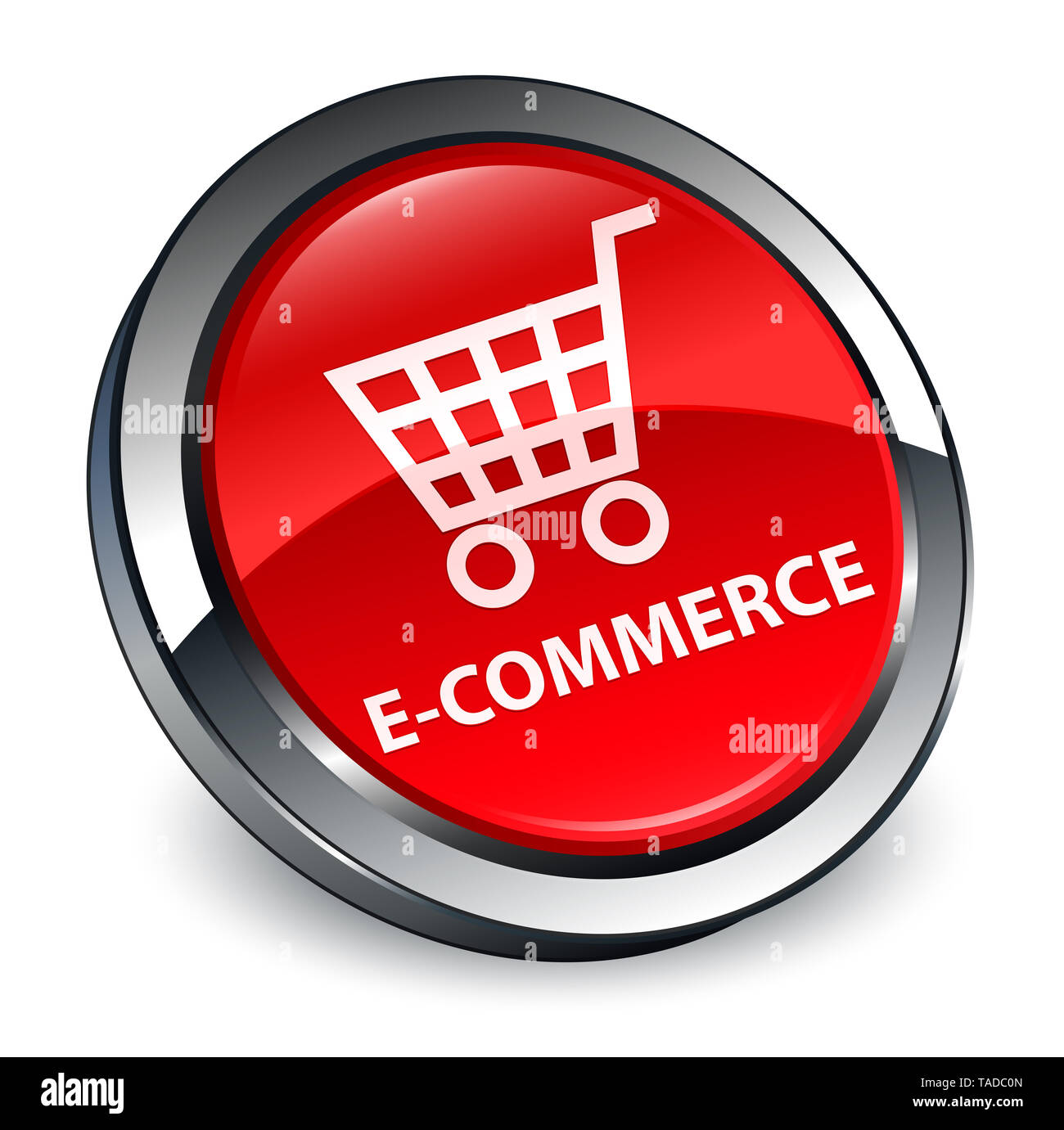E-commerce isolated on 3d red round button abstract illustration Stock ...