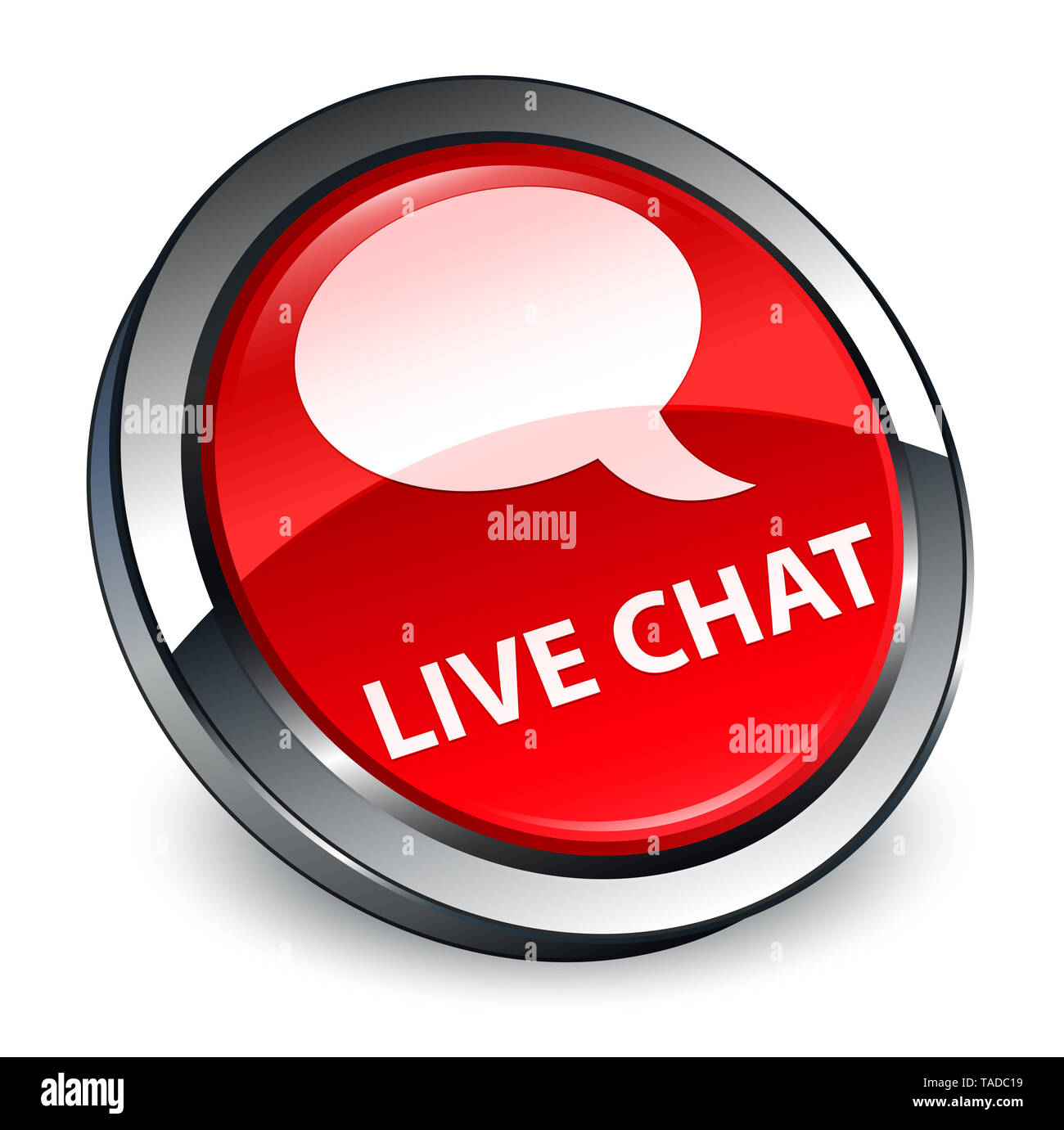 Live chat isolated on 3d red round button abstract illustration Stock ...