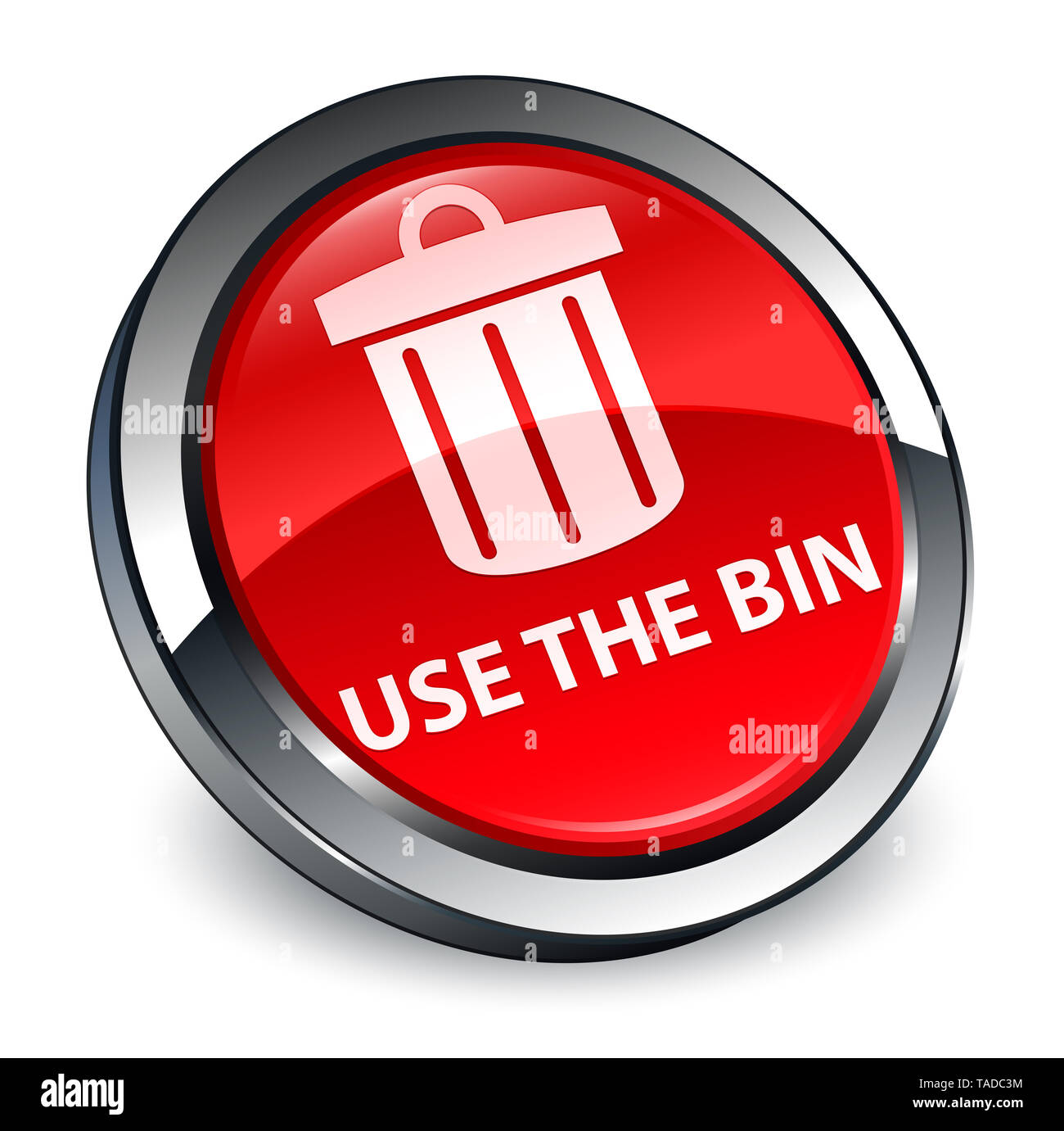 Use the bin (trash icon) isolated on 3d red round button abstract ...