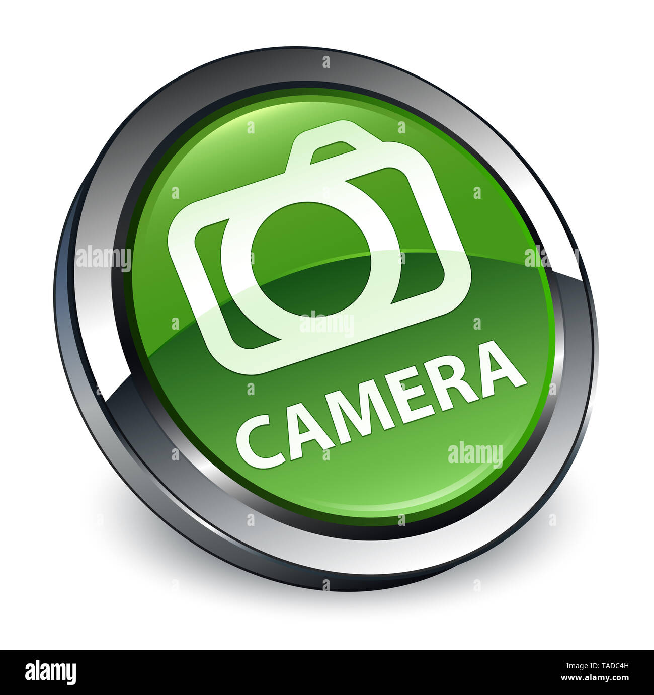 Camera isolated on 3d soft green round button abstract illustration ...