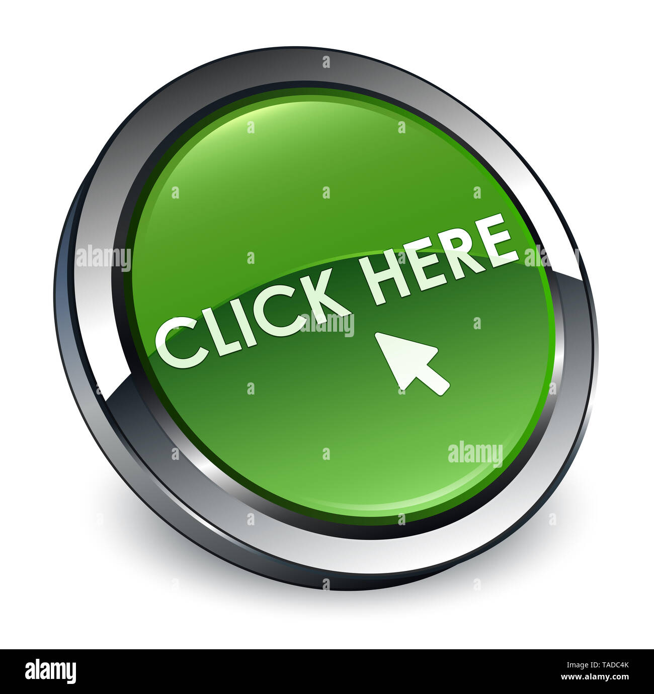 Click here isolated on 3d soft green round button abstract illustration ...