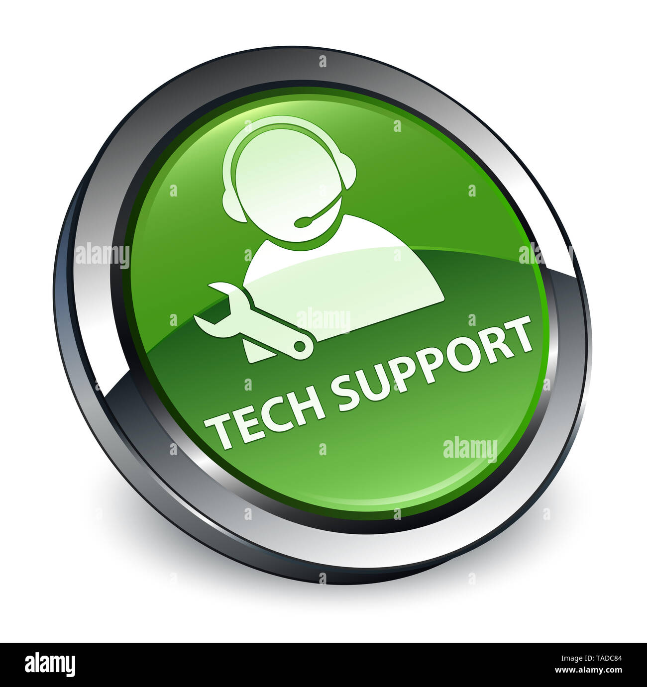 Tech support isolated on 3d soft green round button abstract ...