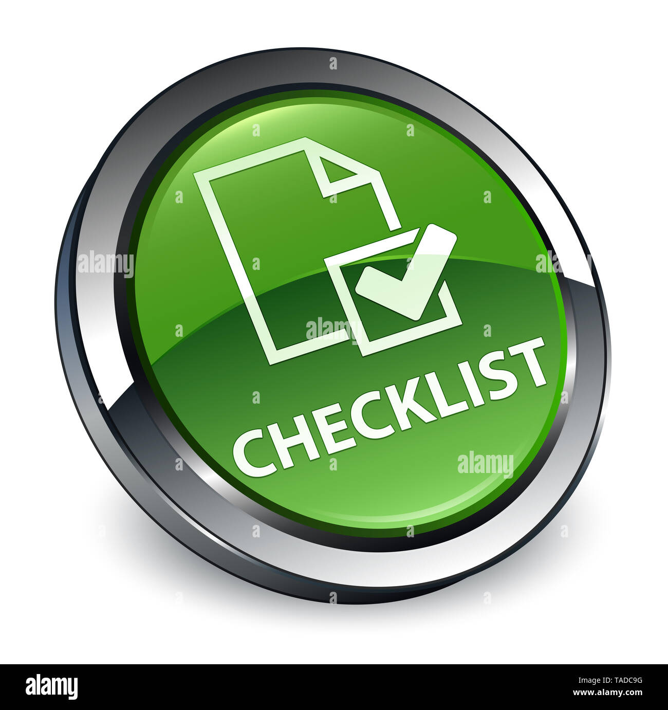 Checklist isolated on 3d soft green round button abstract illustration ...