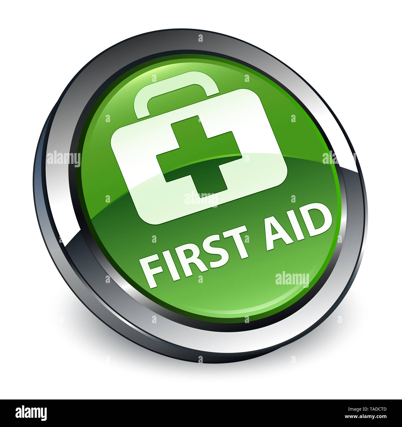 First aid isolated on 3d soft green round button abstract illustration ...
