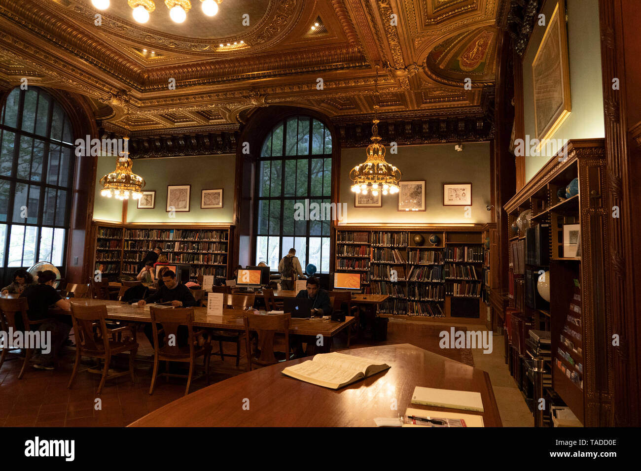 NEW YORK, USA - MAY 4 2019 - Interior of Public Library on 5th avenue ...