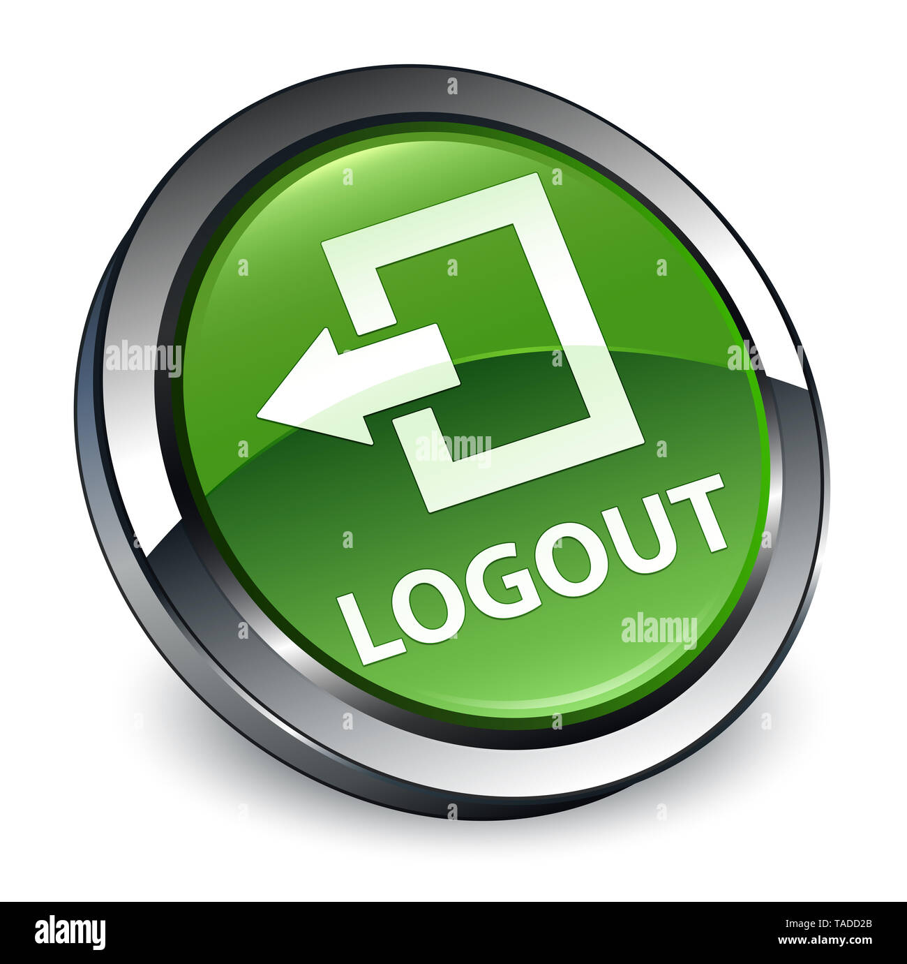 Logout isolated on 3d soft green round button abstract illustration ...