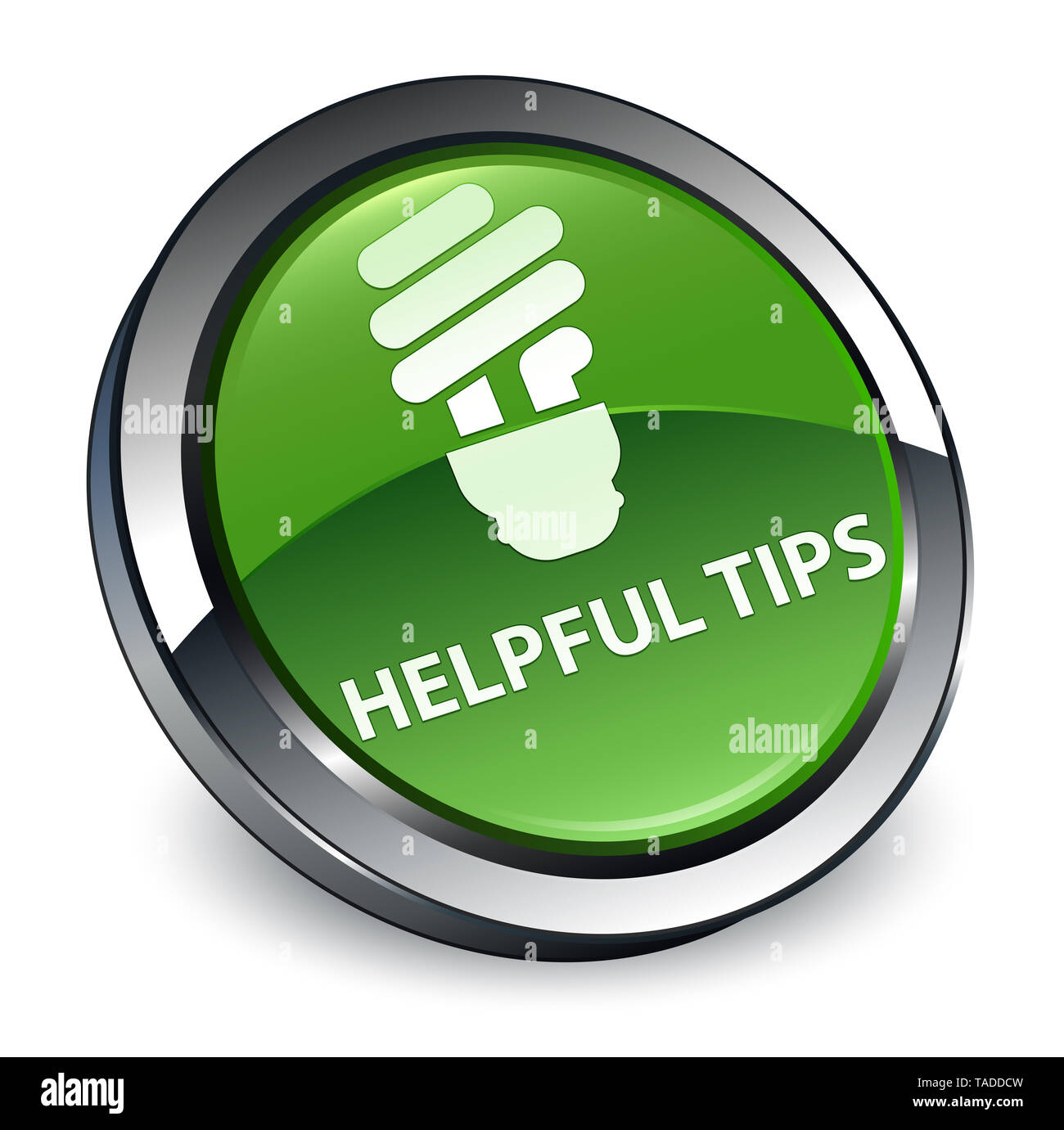 Helpful tips (bulb icon) isolated on 3d soft green round button ...